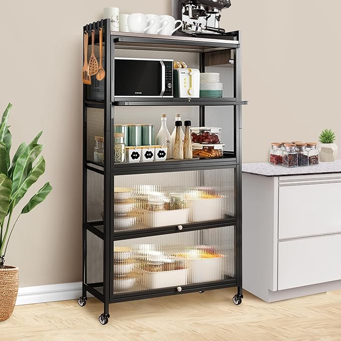 Amazon.com: VZIUDYN 5-Tier Bakers Rack for Kitchens, Black Metal ...
