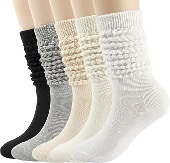 Amazon.com: BAISEN 5 Pair Slouch Sock for Women,Soft Chunky Scrunch ...