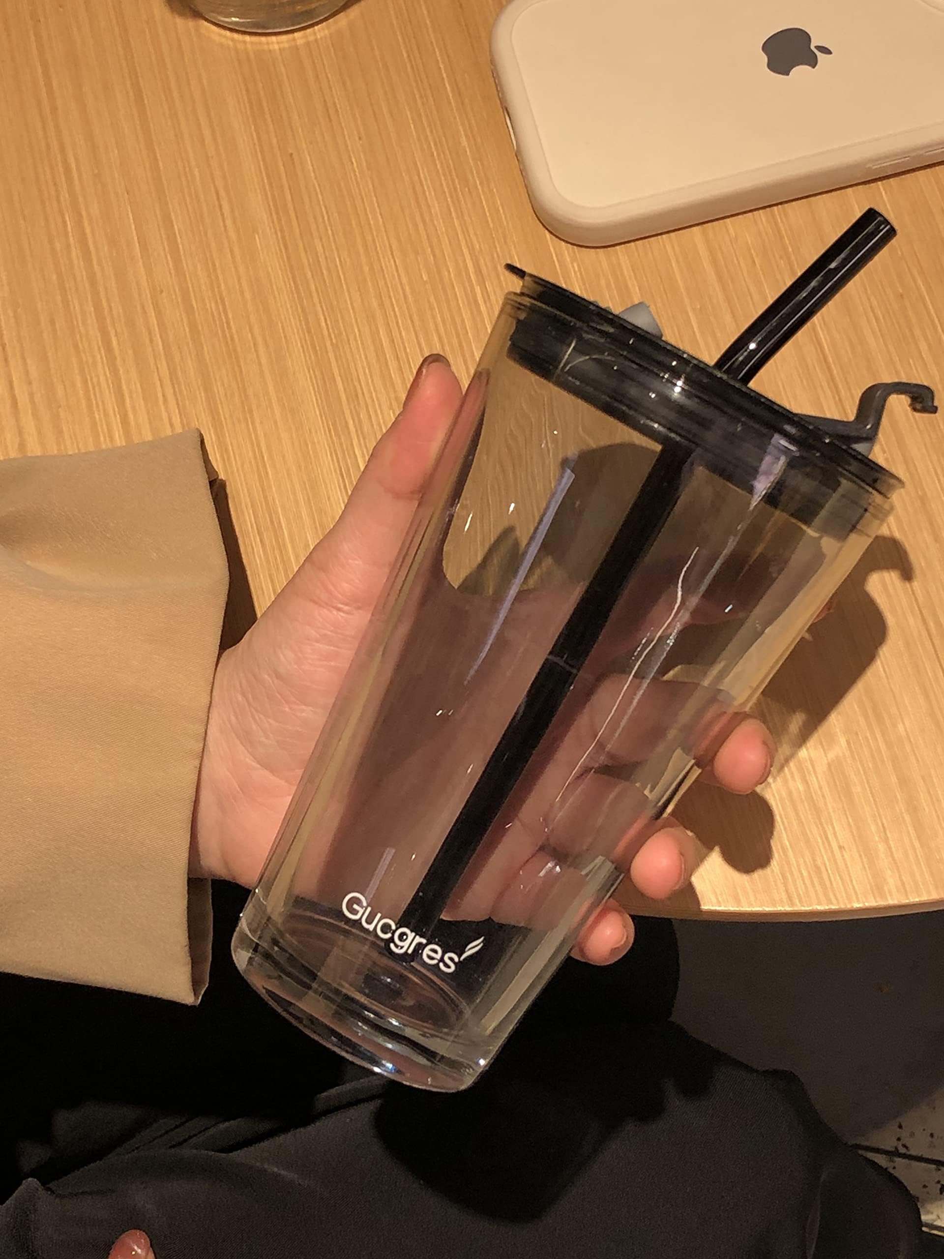 Buy Zephorus Glass Sipper with Lid and Straw 450ML Glass Reusable ...