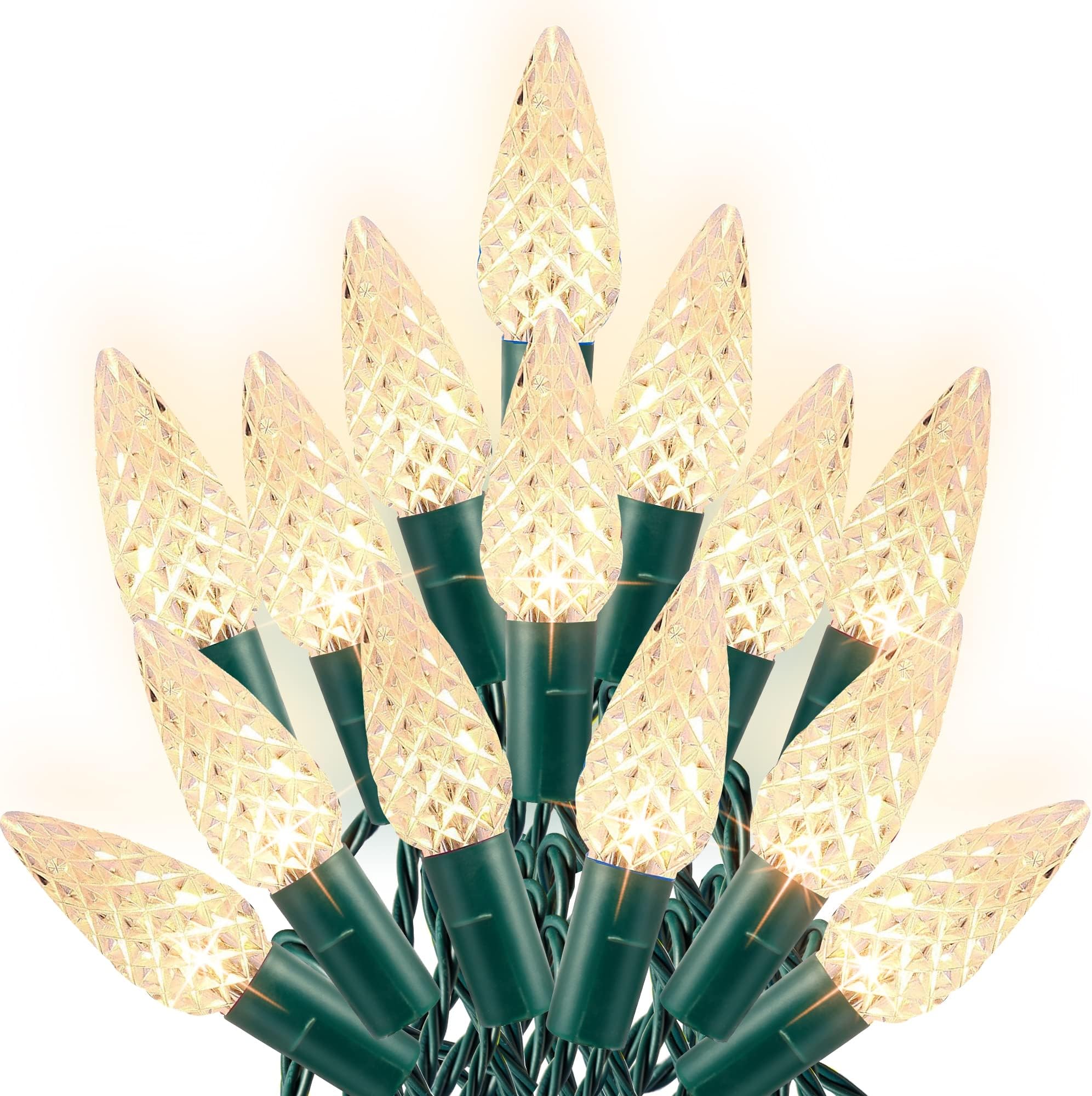 Amazon.com: Philips 250 LED Warm White Faceted C6 Christmas Lights on ...