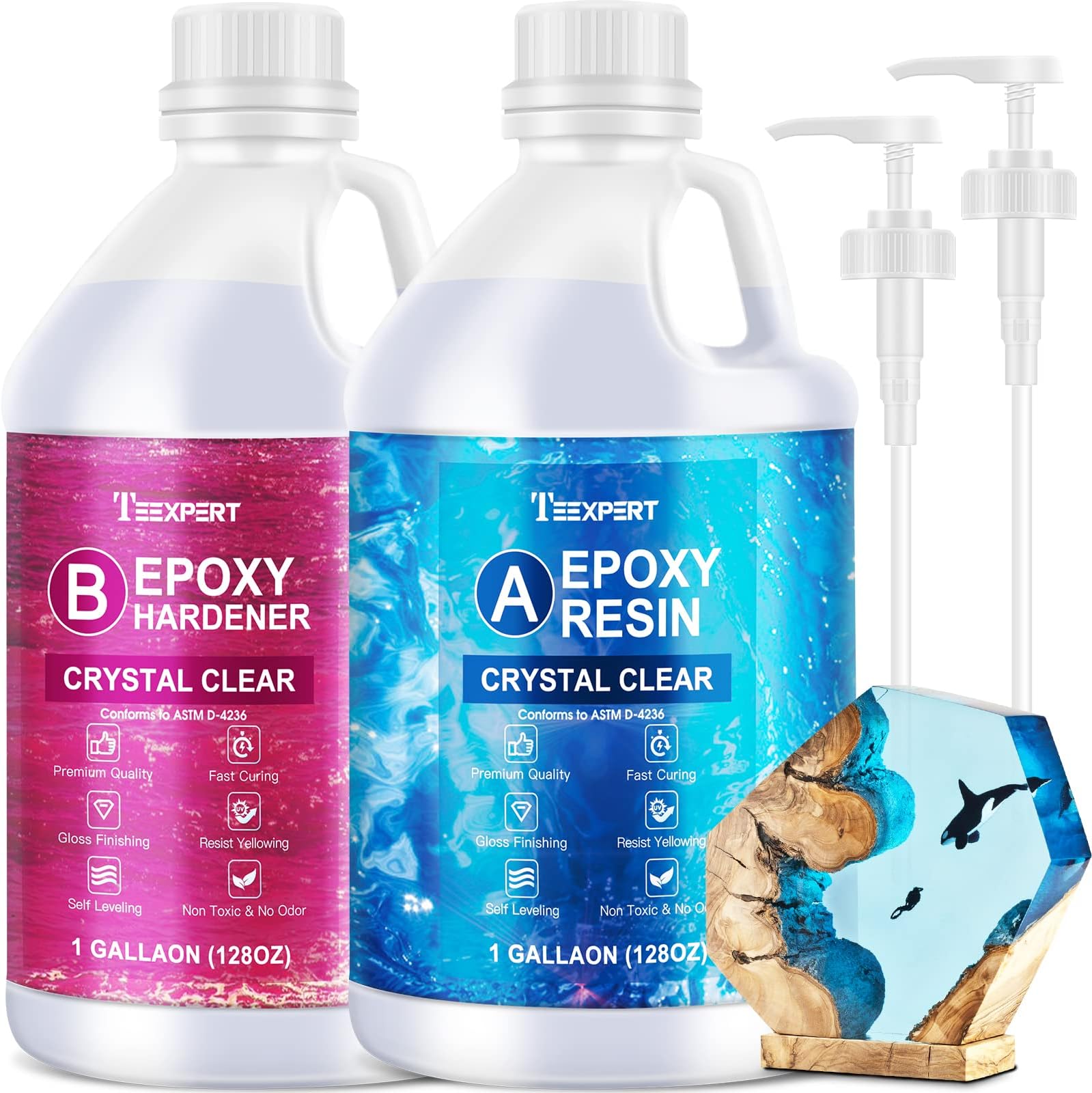 Amazon.com: Teexpert Crystal Clear Epoxy Resin Kit 2 Gallon Self ...