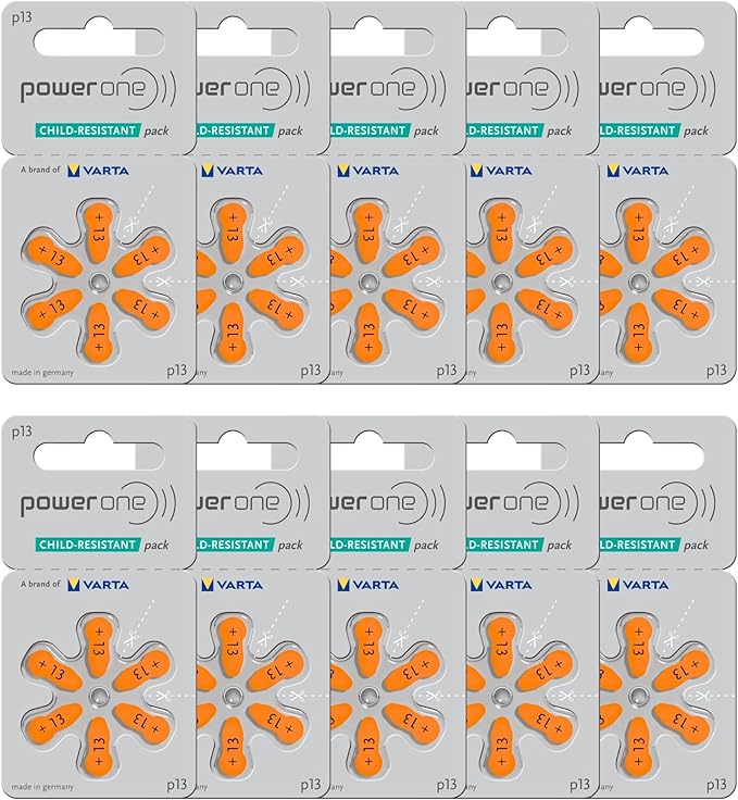 Amazon.com: Power One Hearing aid Batteries Size 13 - p13 Battery for ...