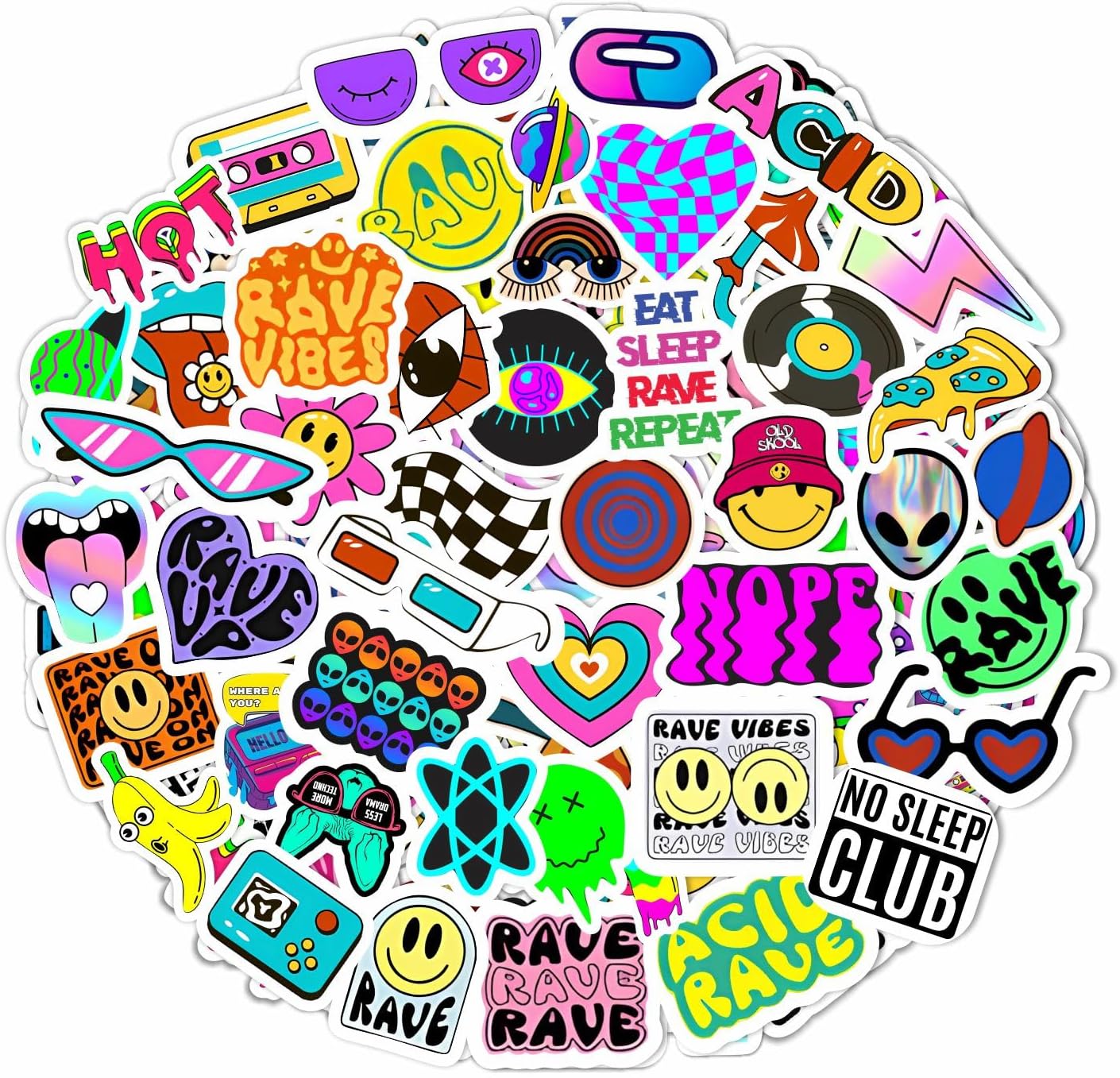 Amazon.com: BulbaCraft Rave Stickers for Water Bottle and Laptop ...