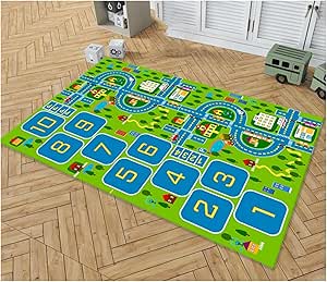 Amazon.co.jp: ABC Alphabet Hop Scotch Print Area Rug 3D Car Road Print ...