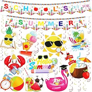 Amazon.com: Sinload 26 Pcs Graduation School's Out for Summer Banner ...