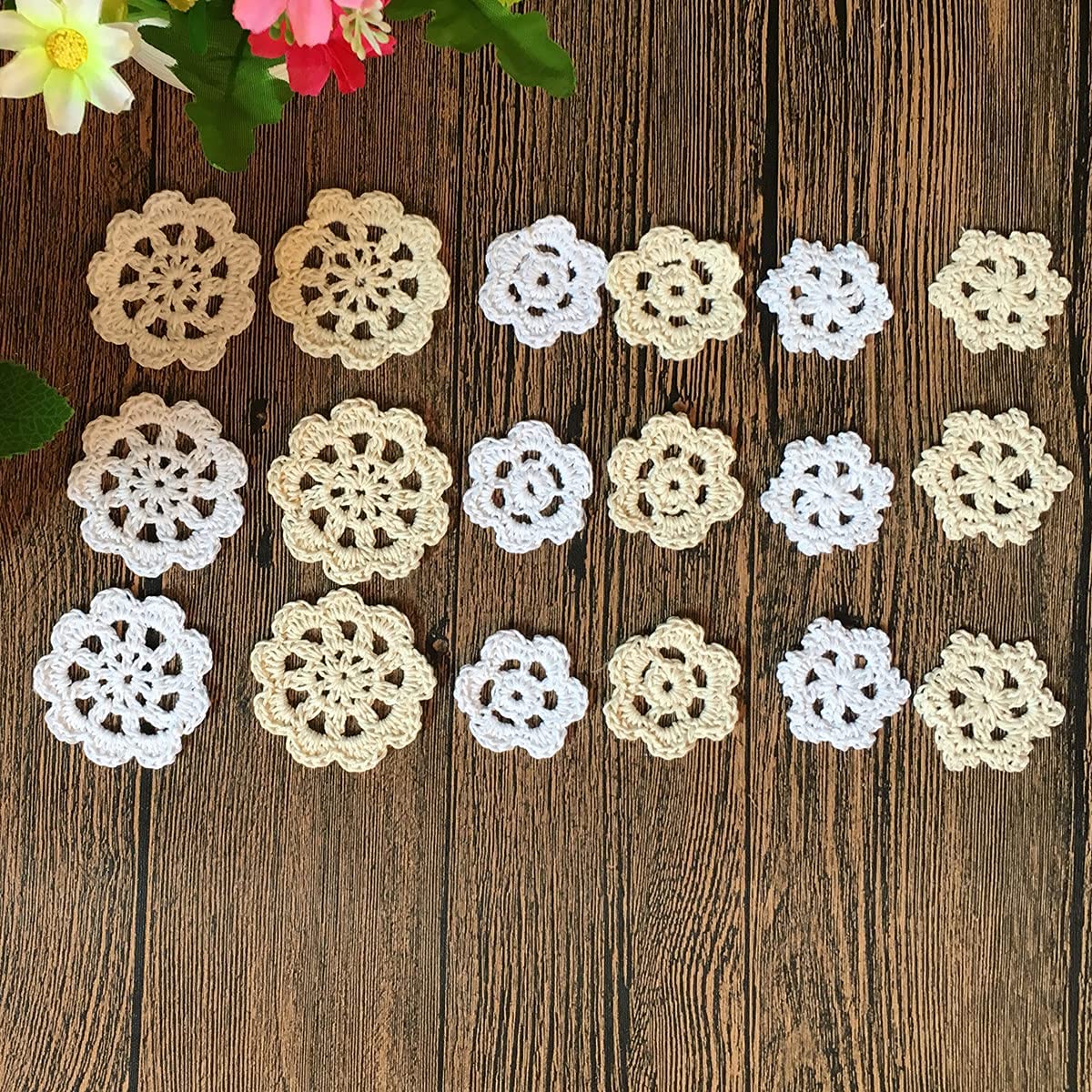 MINDPLUS Set of 18 Super Mini Cotton Doilies 1-2 Inches White Beige ...