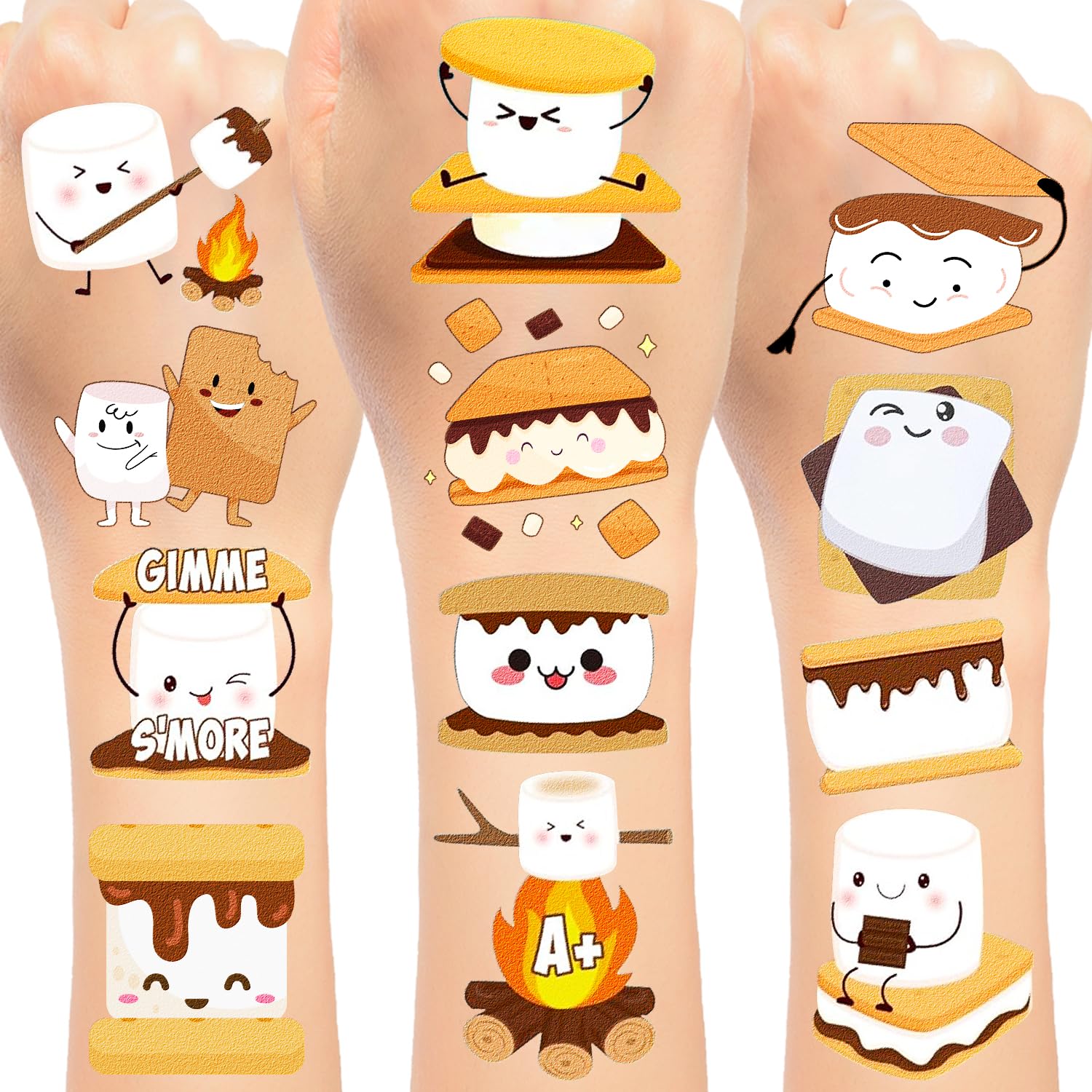 Amazon.com: JIUJIUBER 192 PCS Smores Temporary Tattoos Stickers, Smores ...
