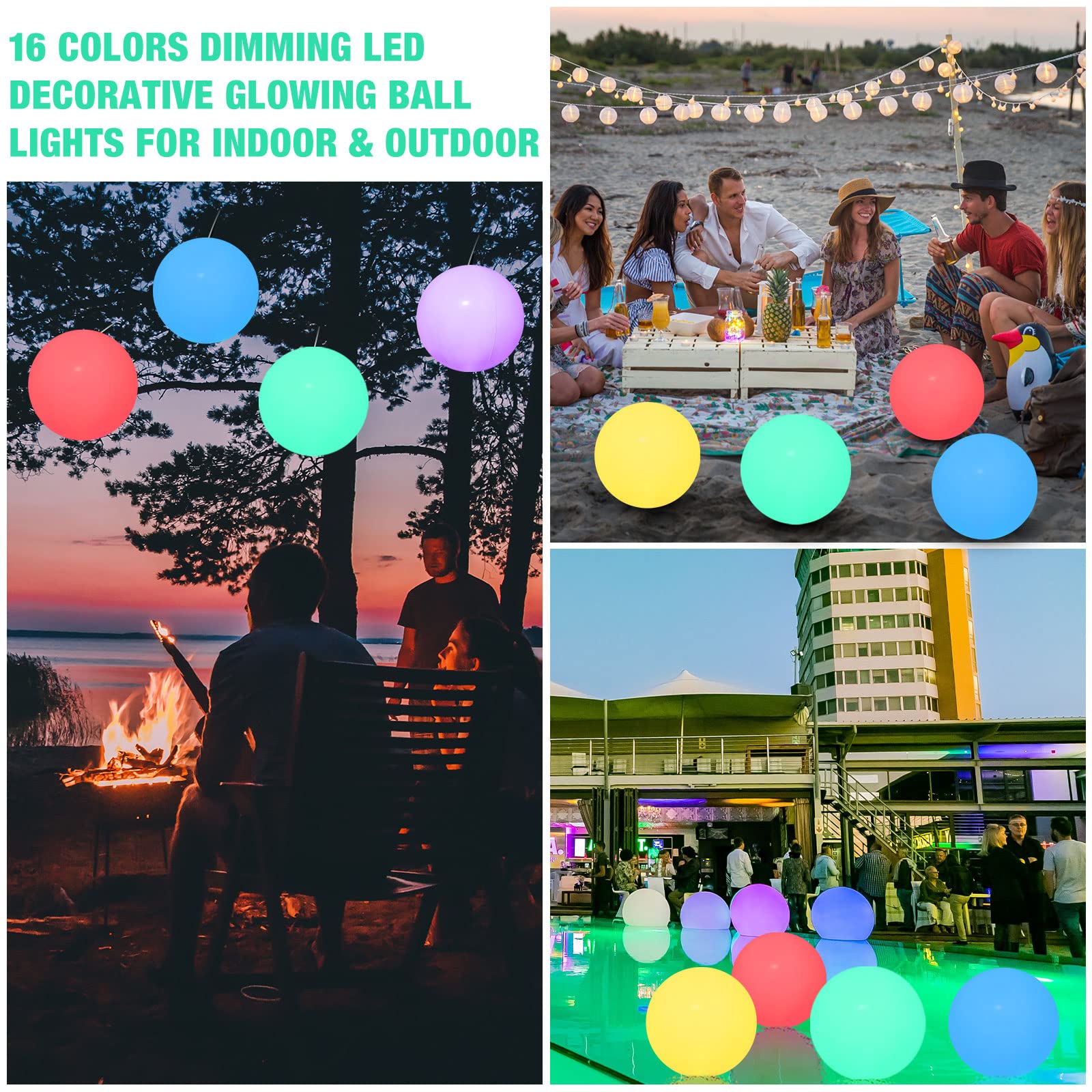 6 Pcs Floating Pool Lights with Remote, 16 Inch LED Glowing Ball Lights ...