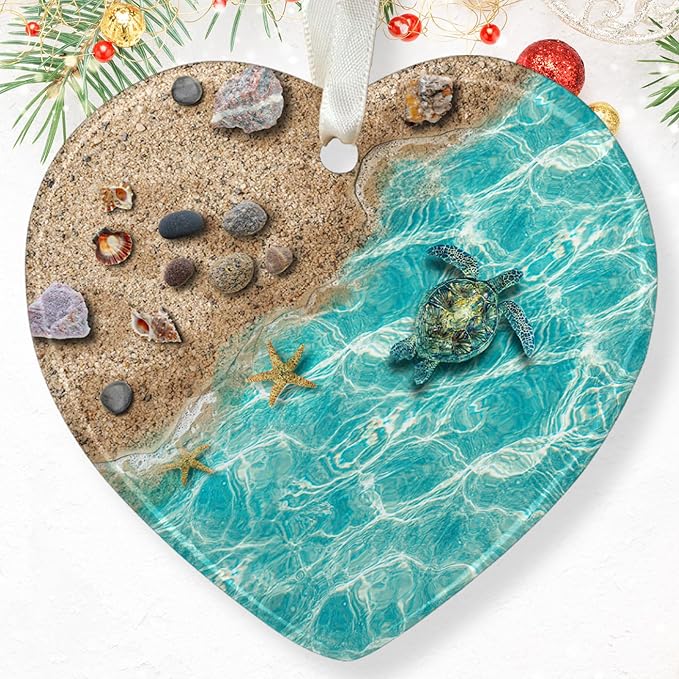 Amazon.com: HUNIGIFT Sea Turtle Christmas Ornament, Sea Turtle Ornament ...