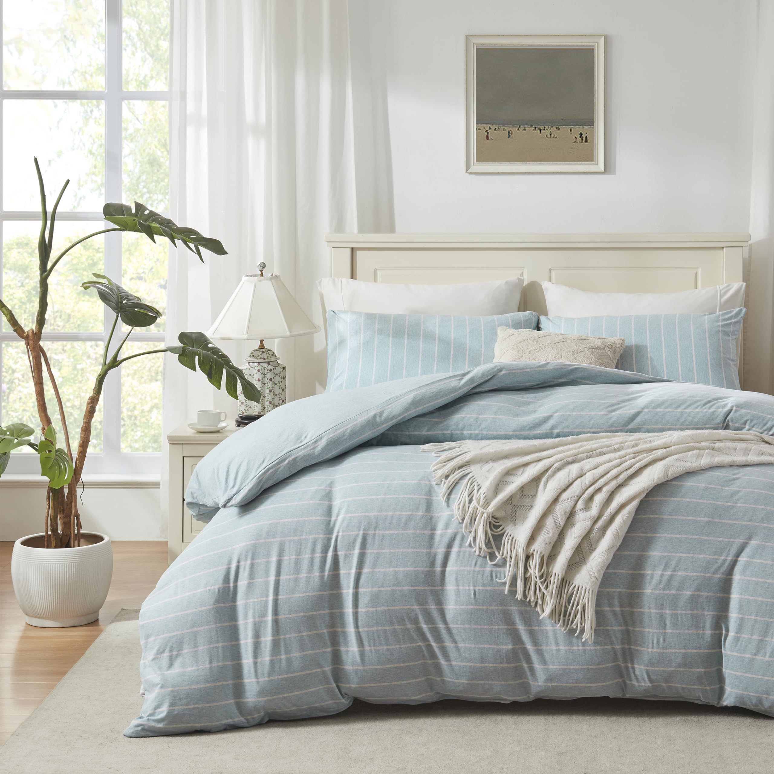 Amazon.com: H HOUSEHOLD Jersey Knit Cotton Duvet Cover Set Bedding Set ...