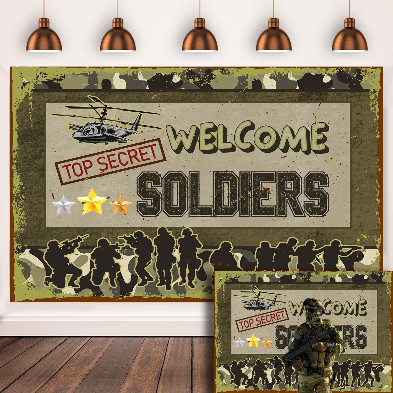 Amazon.com : KIKIDOR 7x5ft Soldier Military Backdrop Green Camouflage ...