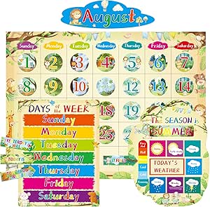 Amazon.com : Calendar Bulletin Board Set Safari Animal Jungle Themed ...