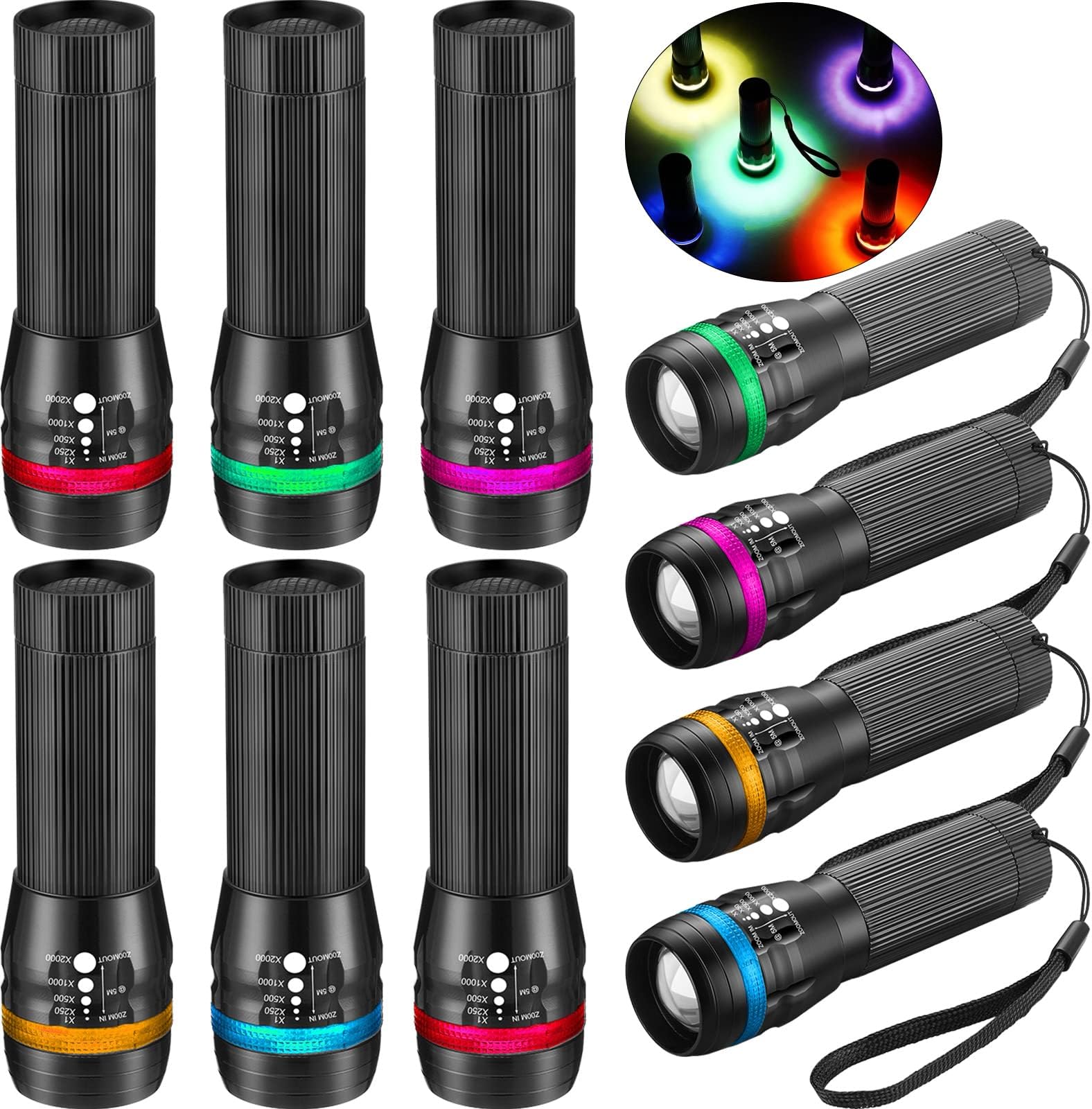 10 Pcs LED Flashlight Zoomable Bright Flash Light Small Flashlights ...
