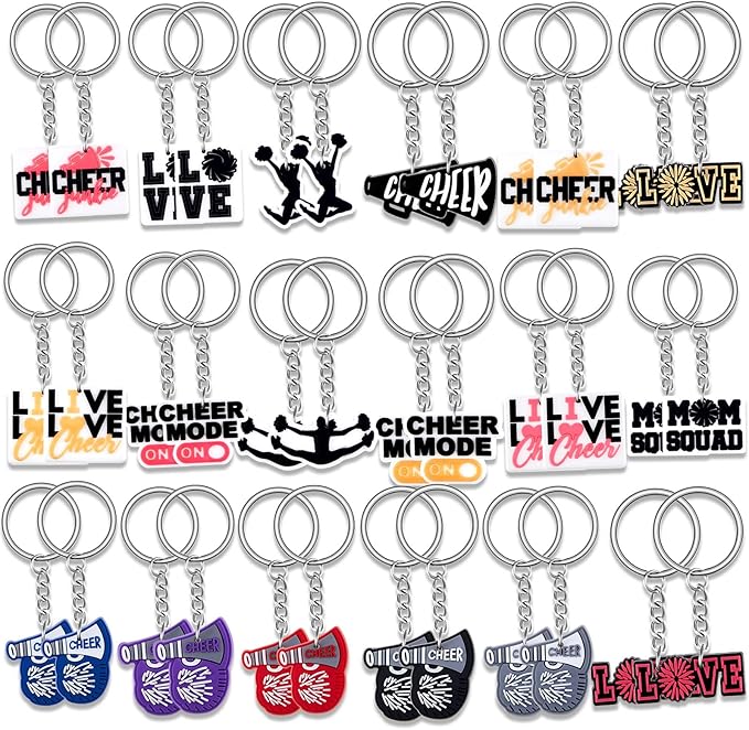 Henoyso 36 Pcs Cheerleading Gifts Cheer Keychains Cheerleader Backpack ...