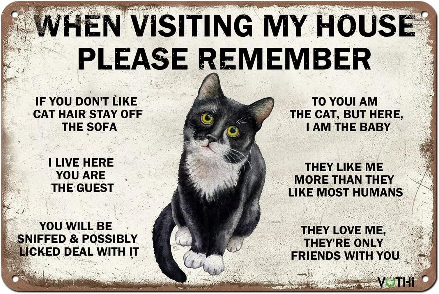 Amazon.com: Wisesign Black Cat Poster When Visiting My House Please ...
