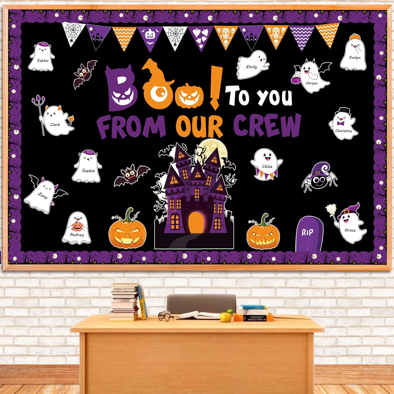 Amazon.com: 112pcs Halloween Bulletin Board Decoration Set Cute Ghost ...