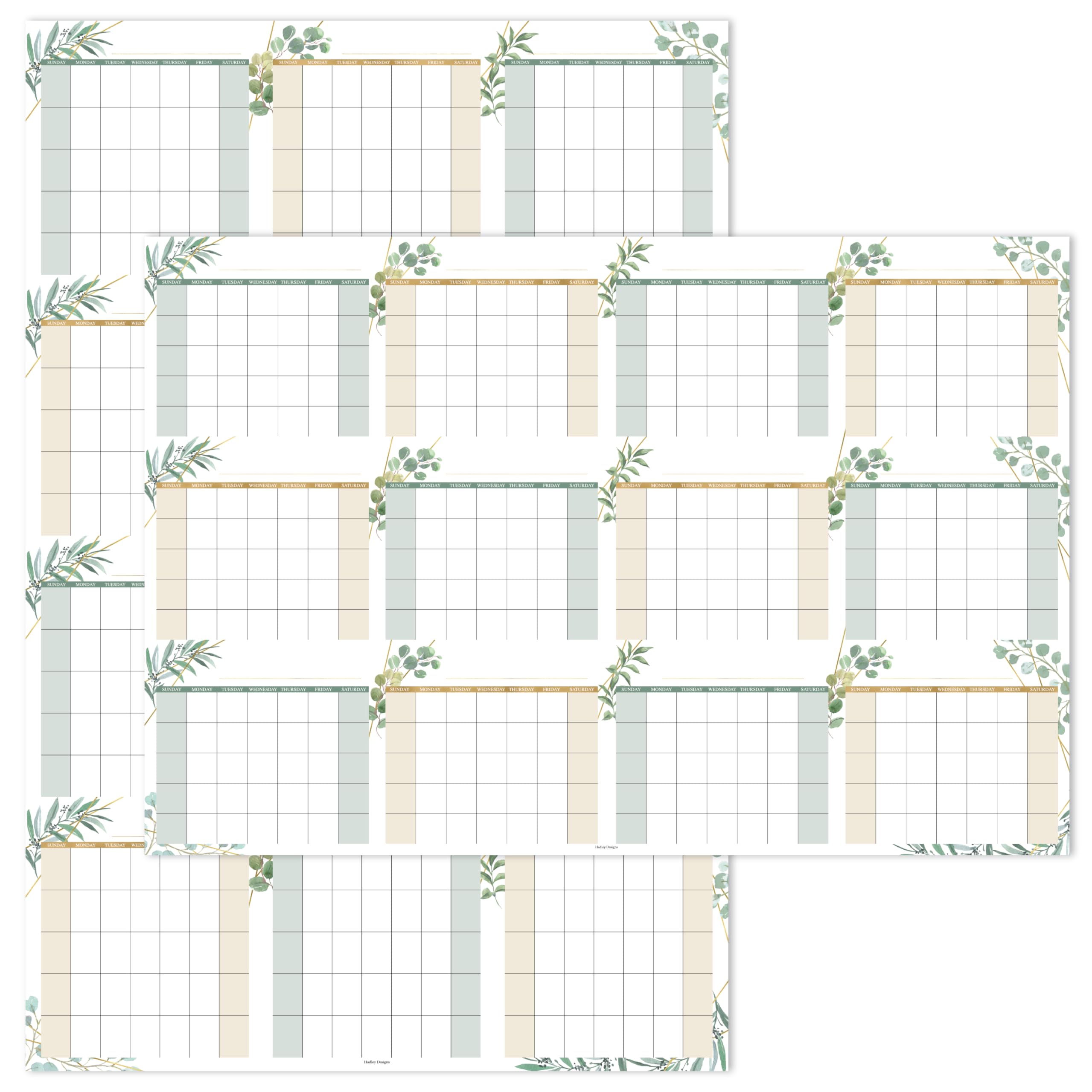 Amazon.com: Greenery 12 Month Dry Erase Calendar For Wall - Large ...