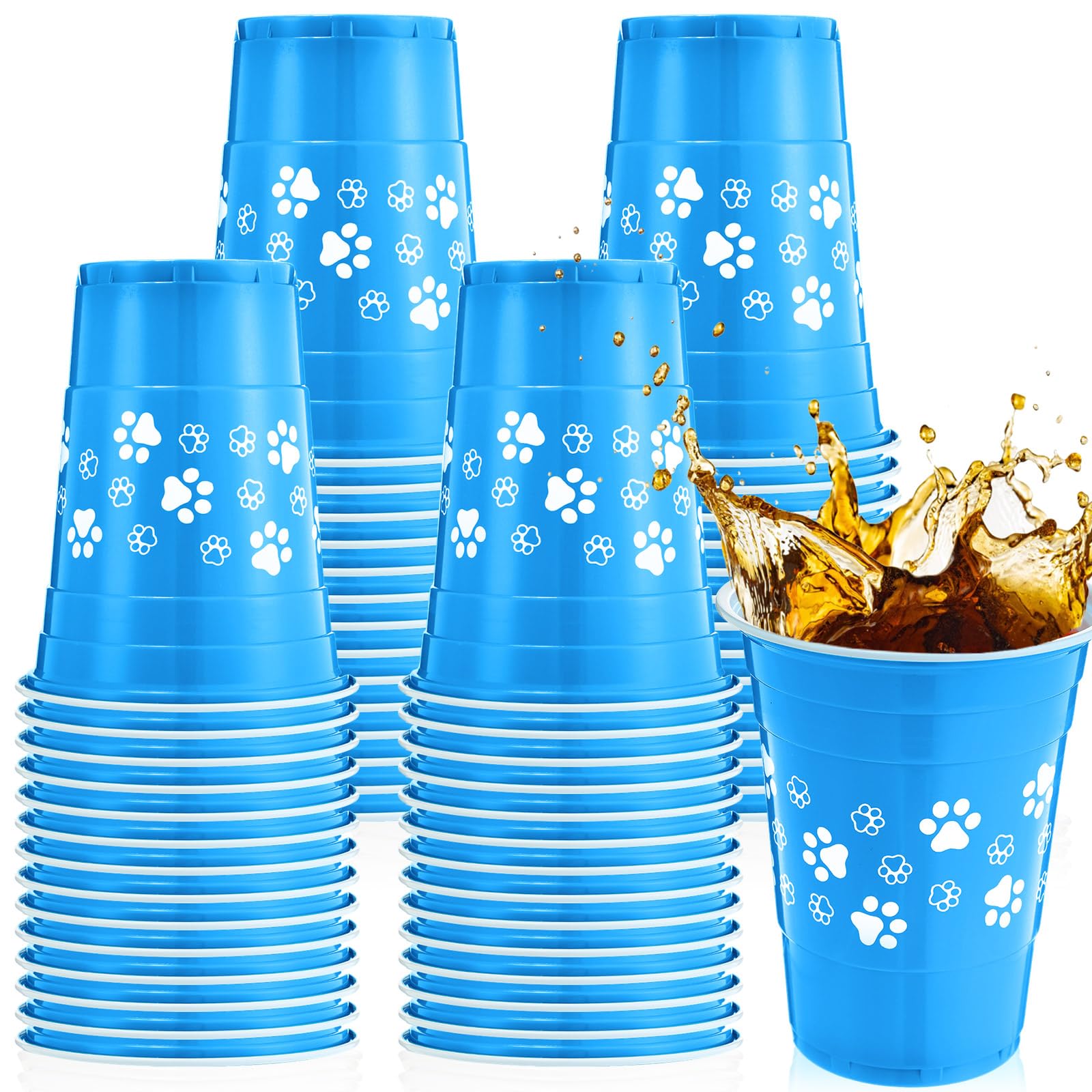 Amazon.com: Potchen 50 Pcs Disposable Puppy Dog Paw Print Cups, 16 oz ...