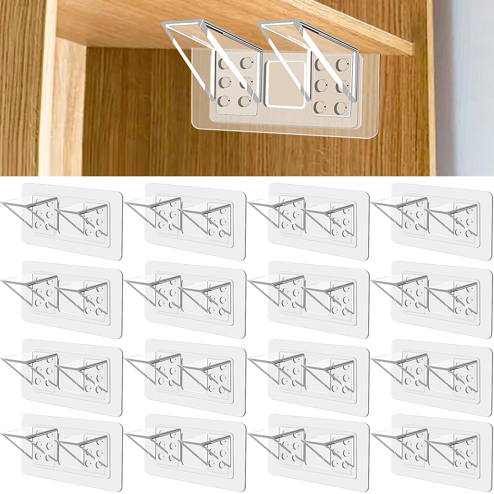 Closet Shelf Brackets 8-Pack Adhesive Shelf Brackets - No Drill ...