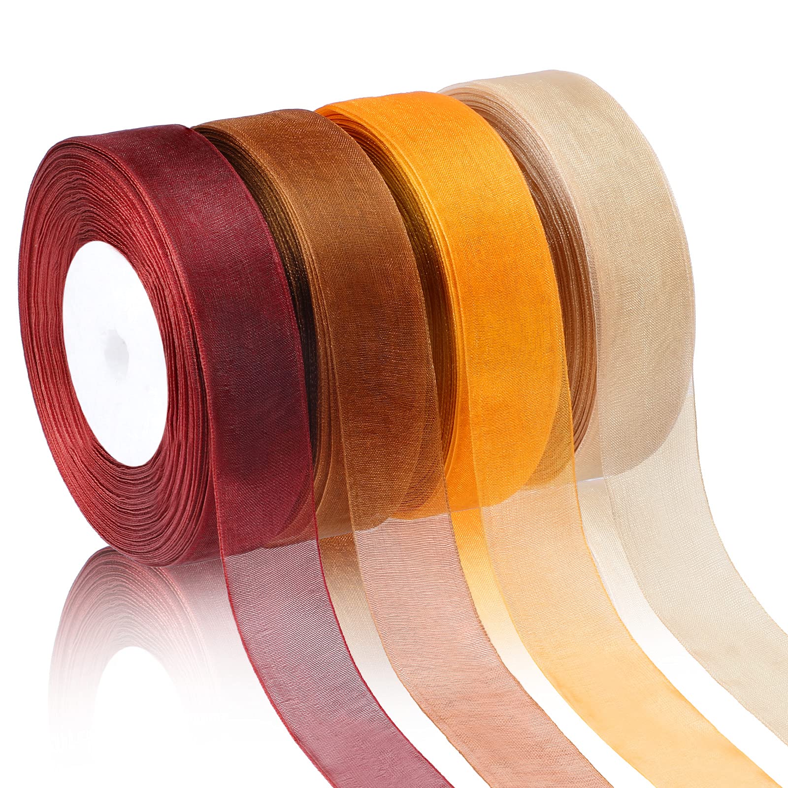 Amazon.com: 4 Rolls Fall Sheer Chiffon Ribbon 200 Yards Autumn Ribbon ...