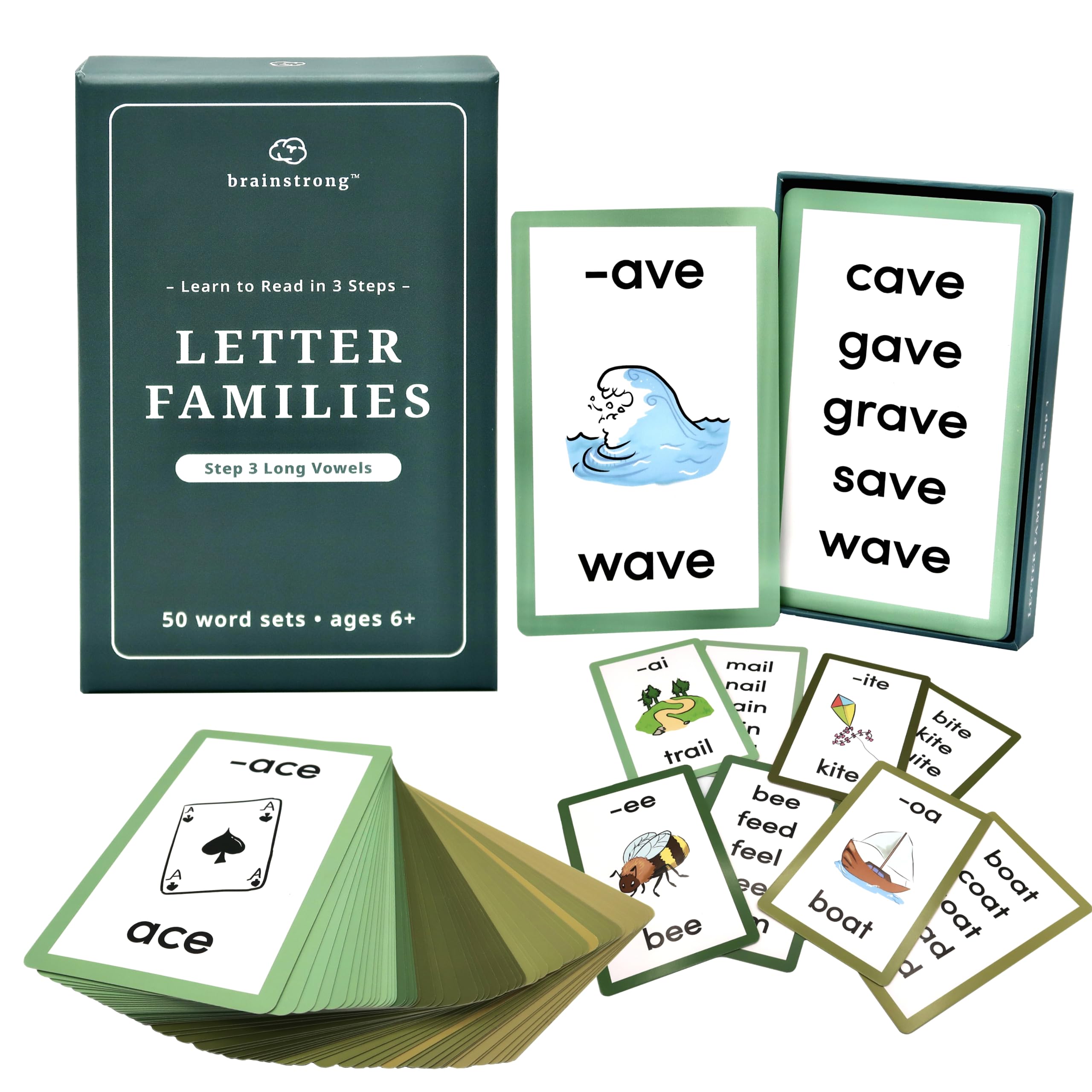 Buy 50 Phonics Flash Cards - Step 3: Long Vowels | 240 Advanced Words ...