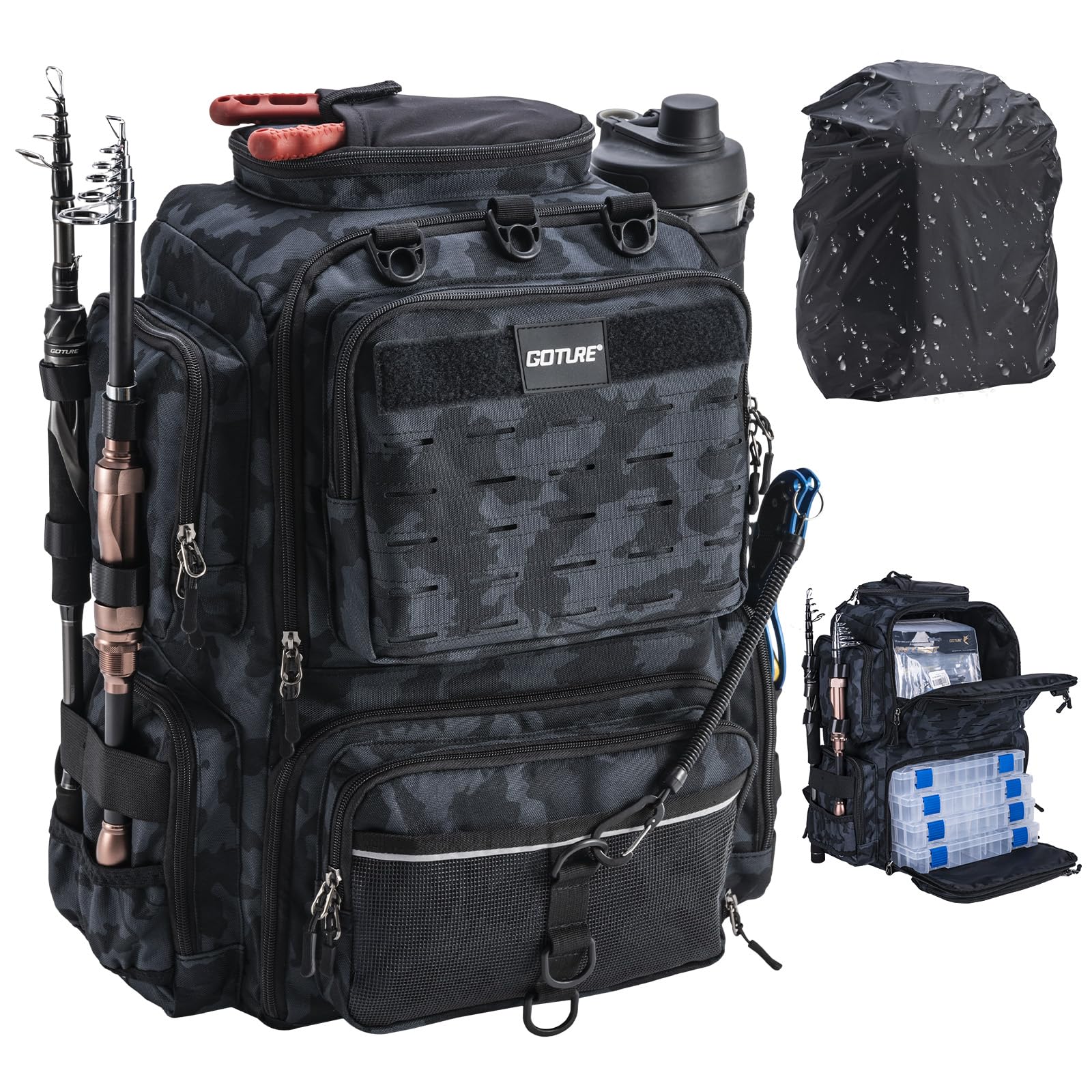 45L Waterproof Tackle Backpack RAINSMORE 45L Fishing Backpack - Water ...