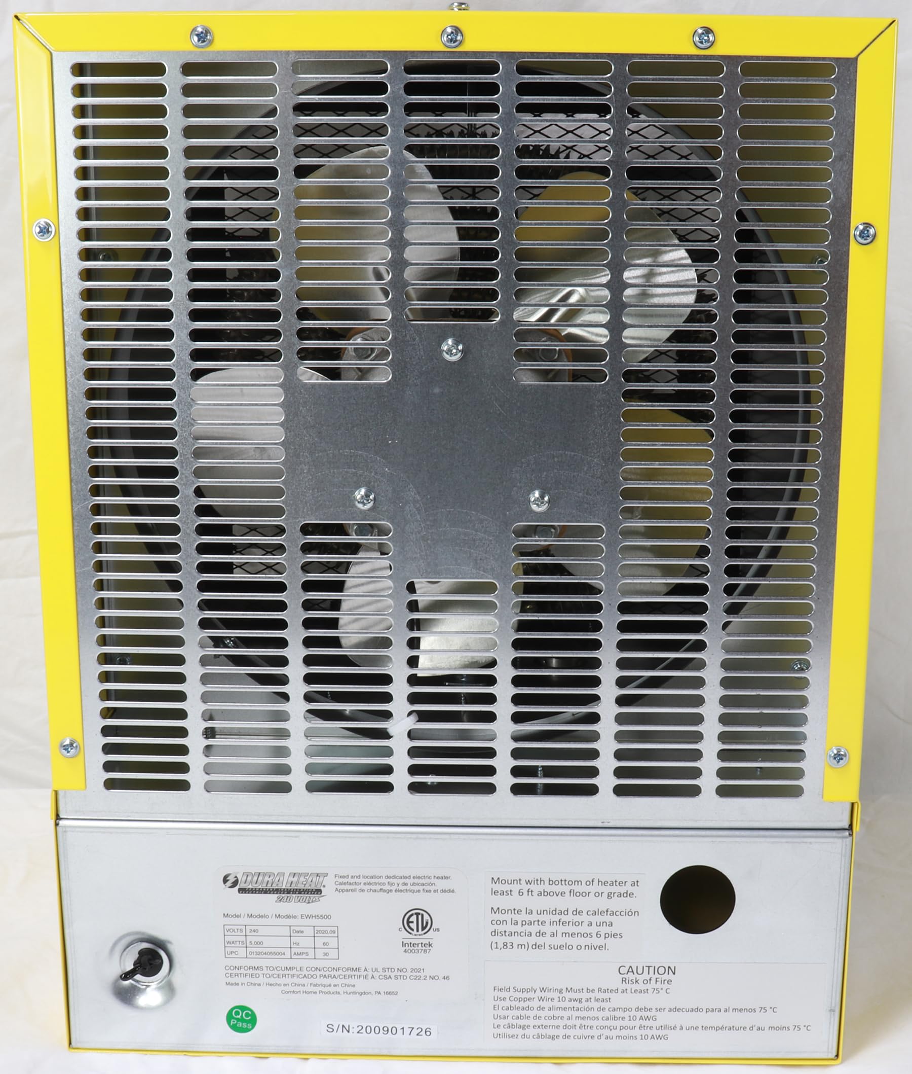 Dura Heat EWH5510 Electric Forced Air Heater with Remote Control 17,060 Btu, Yellow, Large