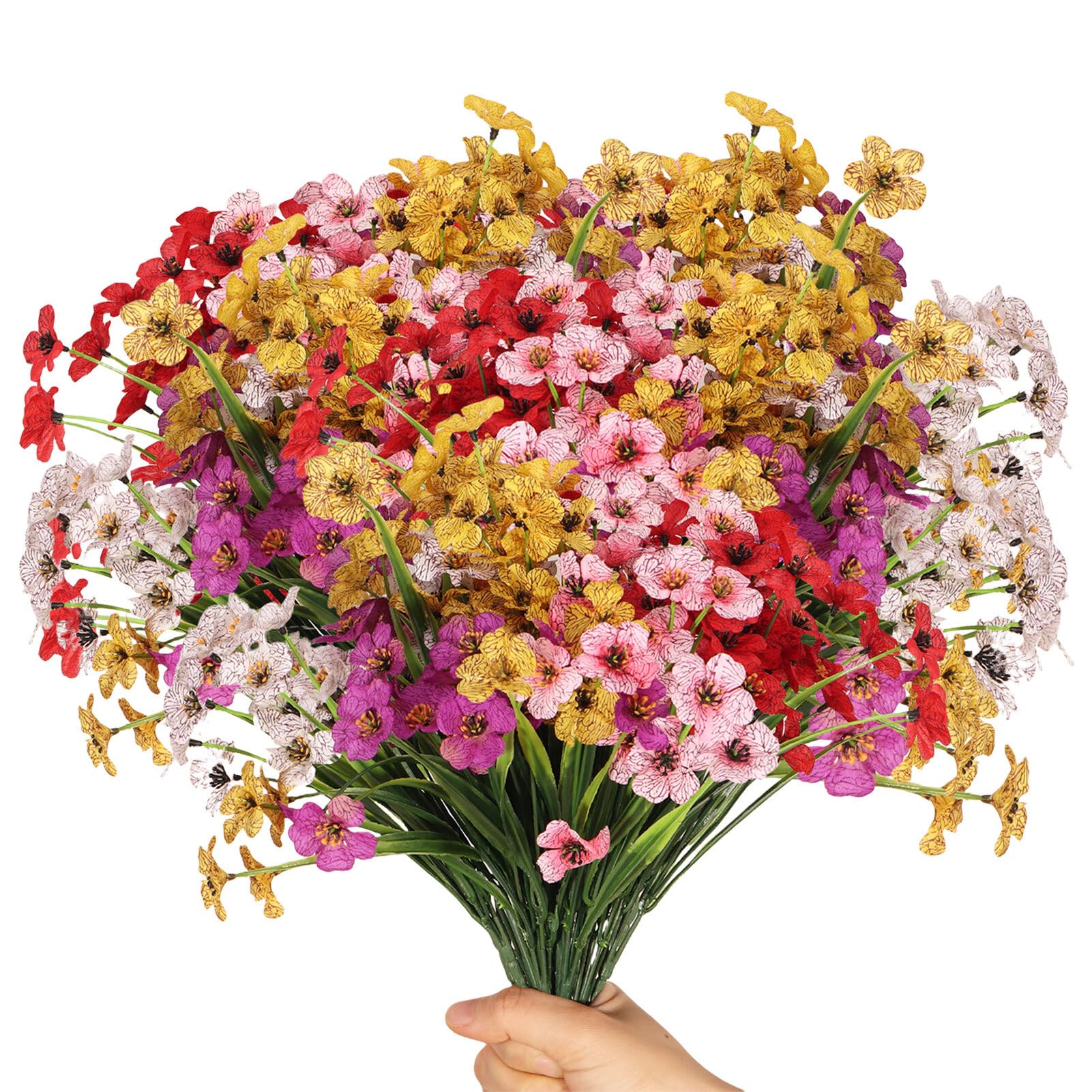 20 Bundles Artificial Flowers for Outdoors UV Resistant No Fade Fake ...