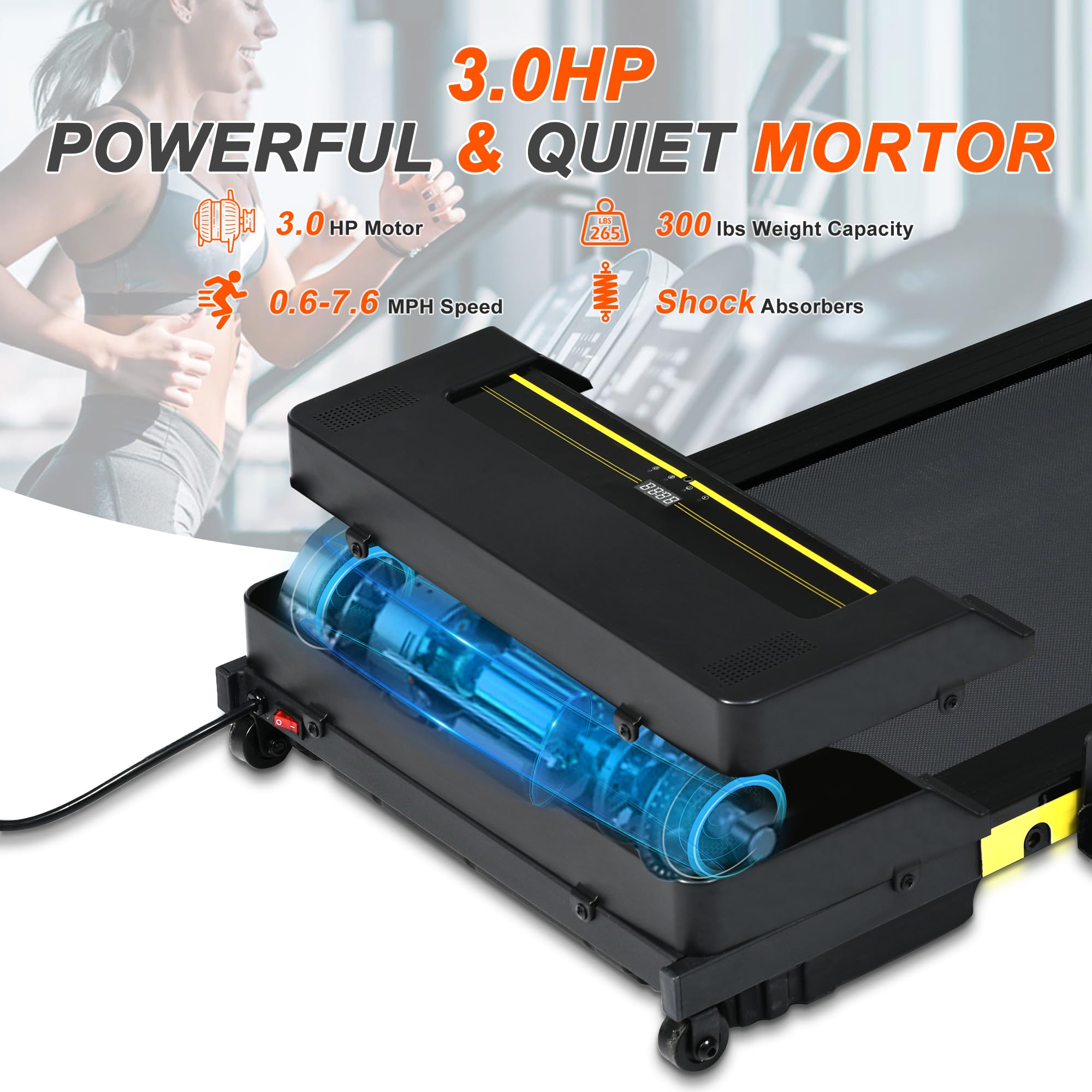 Snapklik.com : Under Desk Walking Pad Treadmill 300 LB Weight Capacity ...
