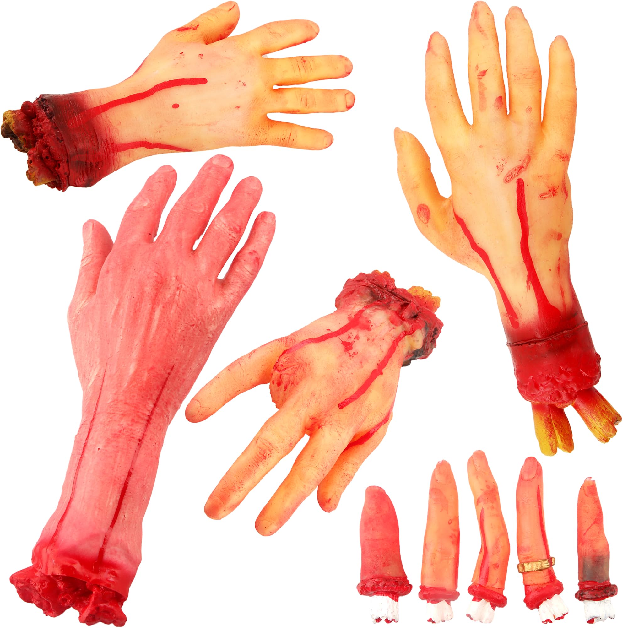 Amazon.com: 9 Pcs Halloween Fake Body Parts Realistic Fake Broken Hands ...