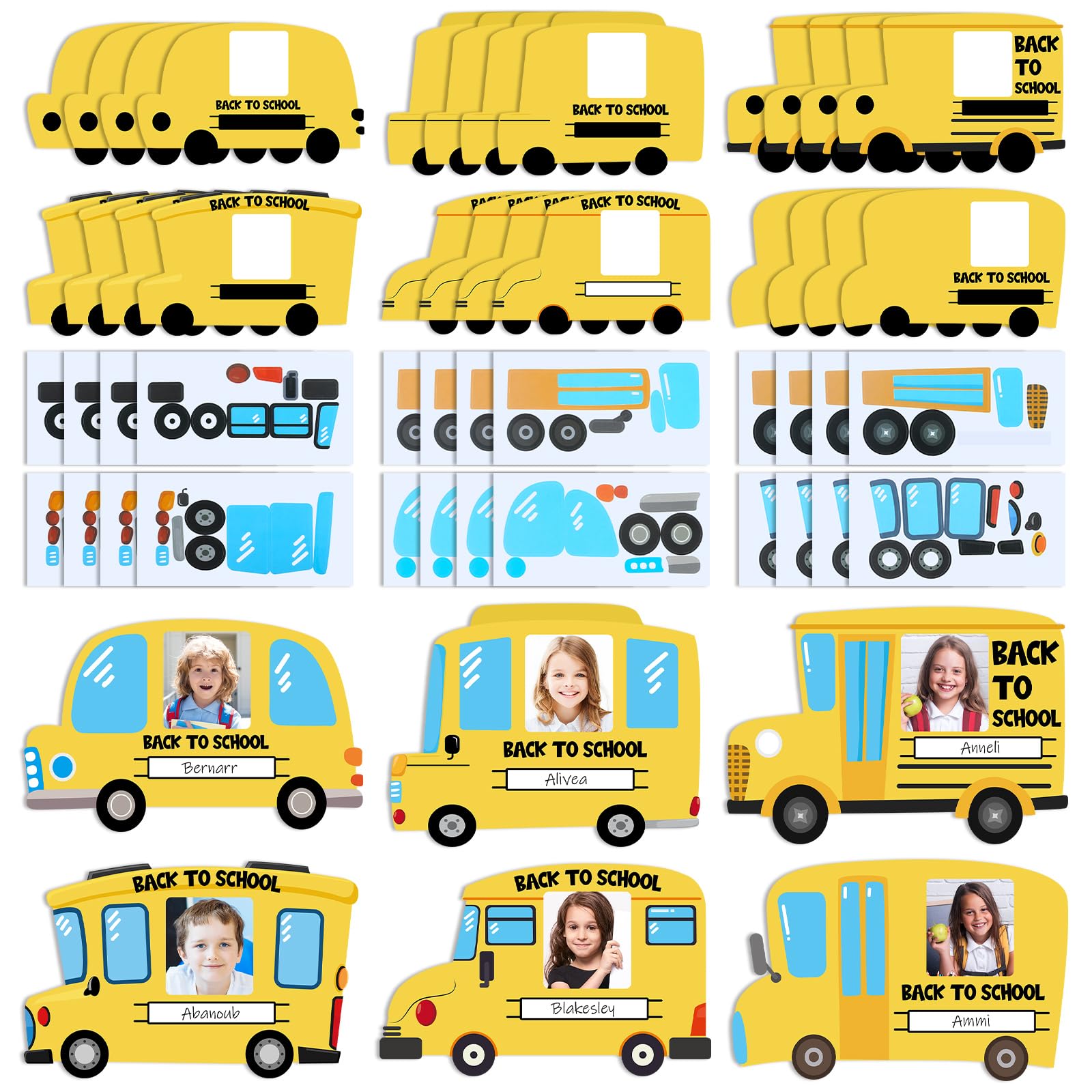 Buy 24 Set School Bus DIY Picture Frame Crafts Kit for Kids Bulk Yellow ...
