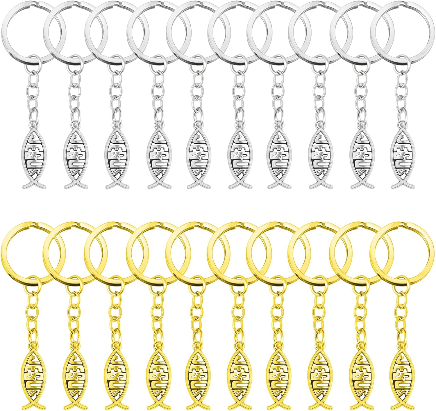Adodotoe 30 Pcs Jesus Fish Keychains Baptism Favors Christian Keychain ...