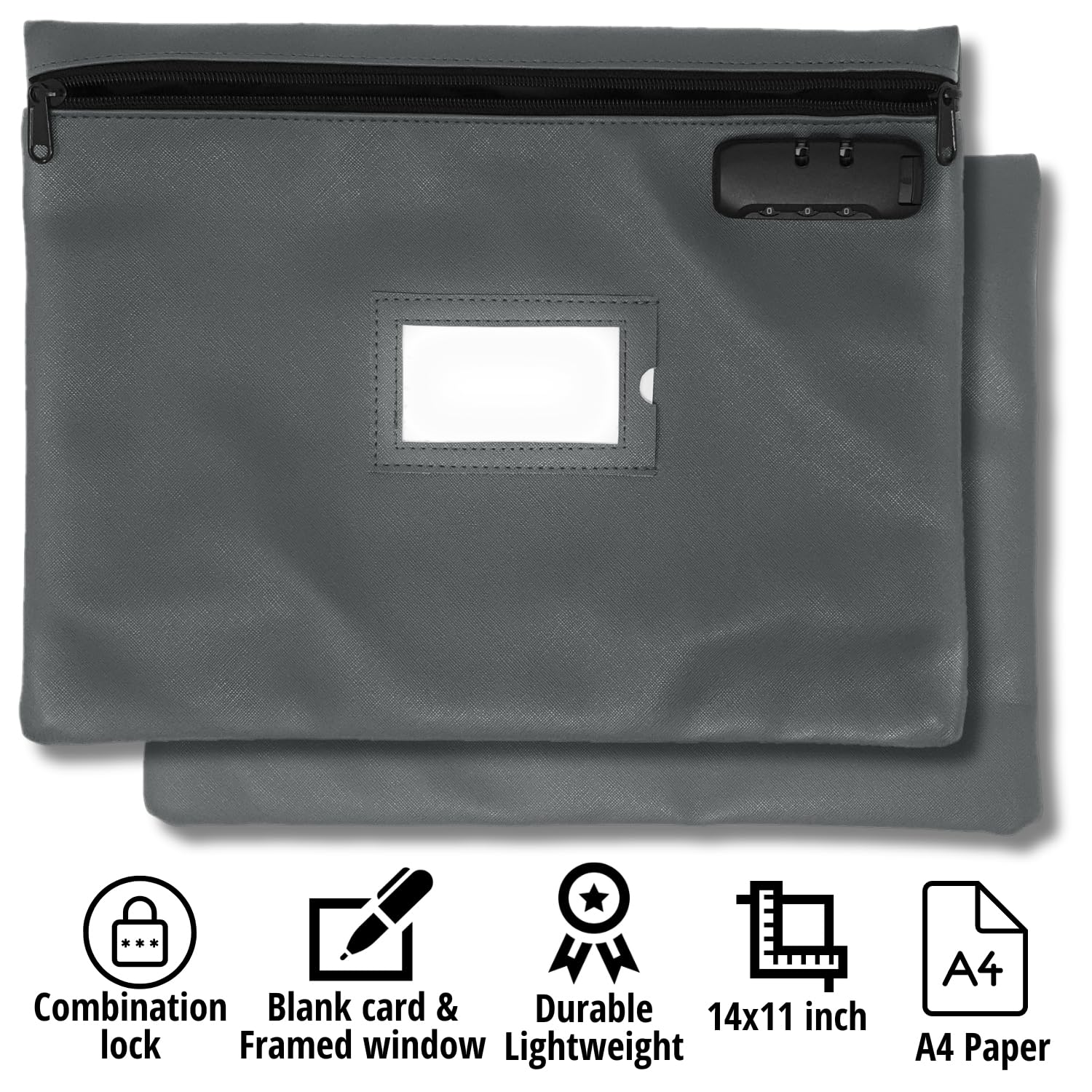 Snapklik.com : Grey Notary Bag 14x11 Inch Locking Document Case