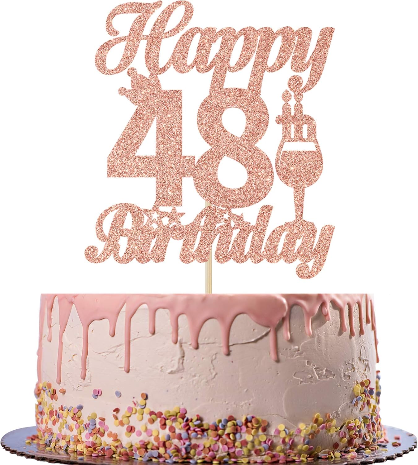 Rose Gold Glitter Happy 48th Birthday Cake Topper - | Ubuy Nepal