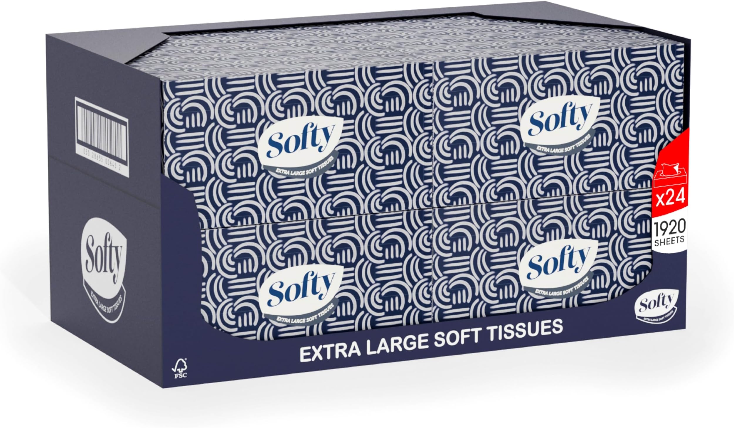 Kleenex Extra Large Facial Tissue for Men 2ply 90 Sheets, Pack of 6 ...