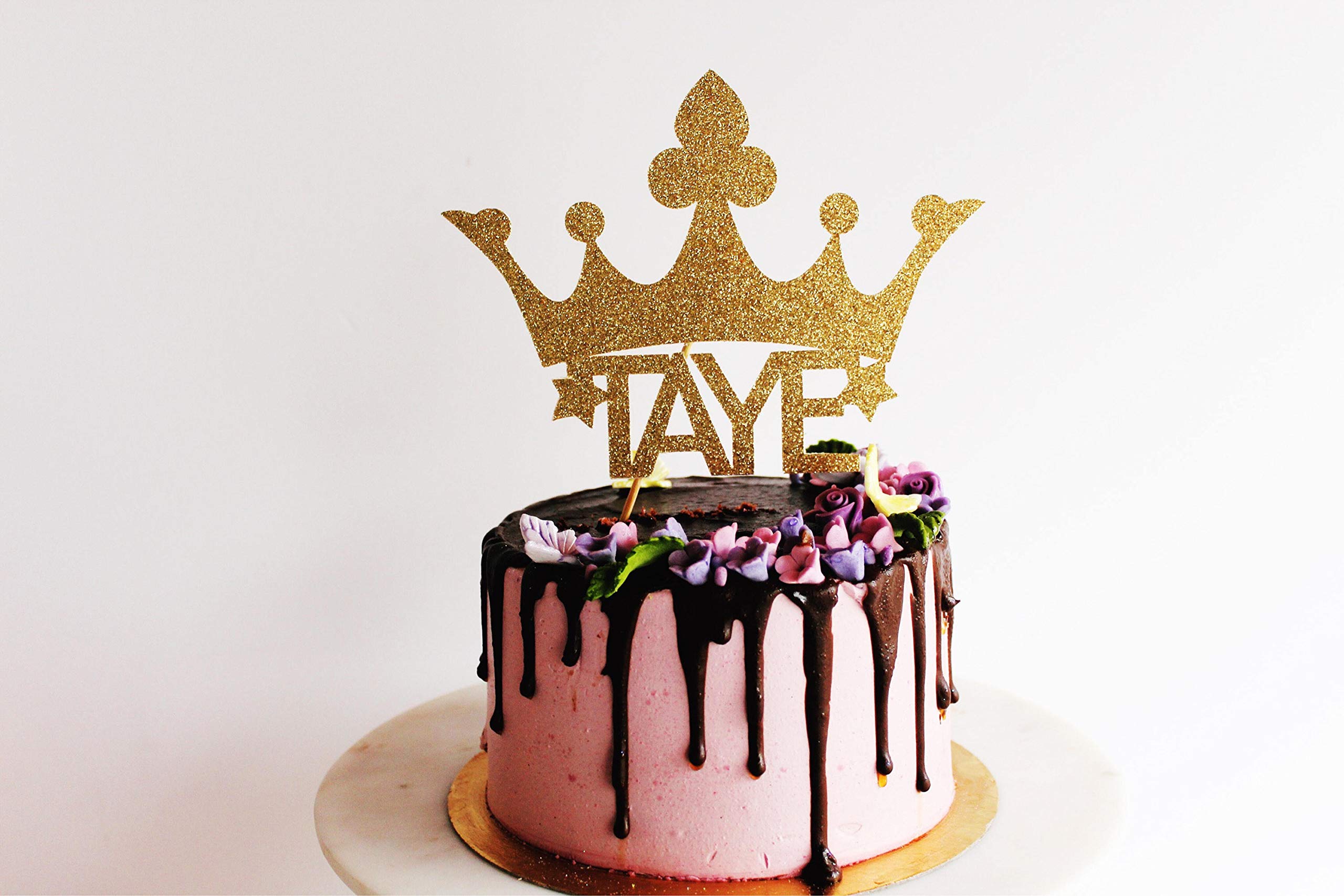 Crown Cake Topper Prince Name Crown Glitter Card Cake Topper ...