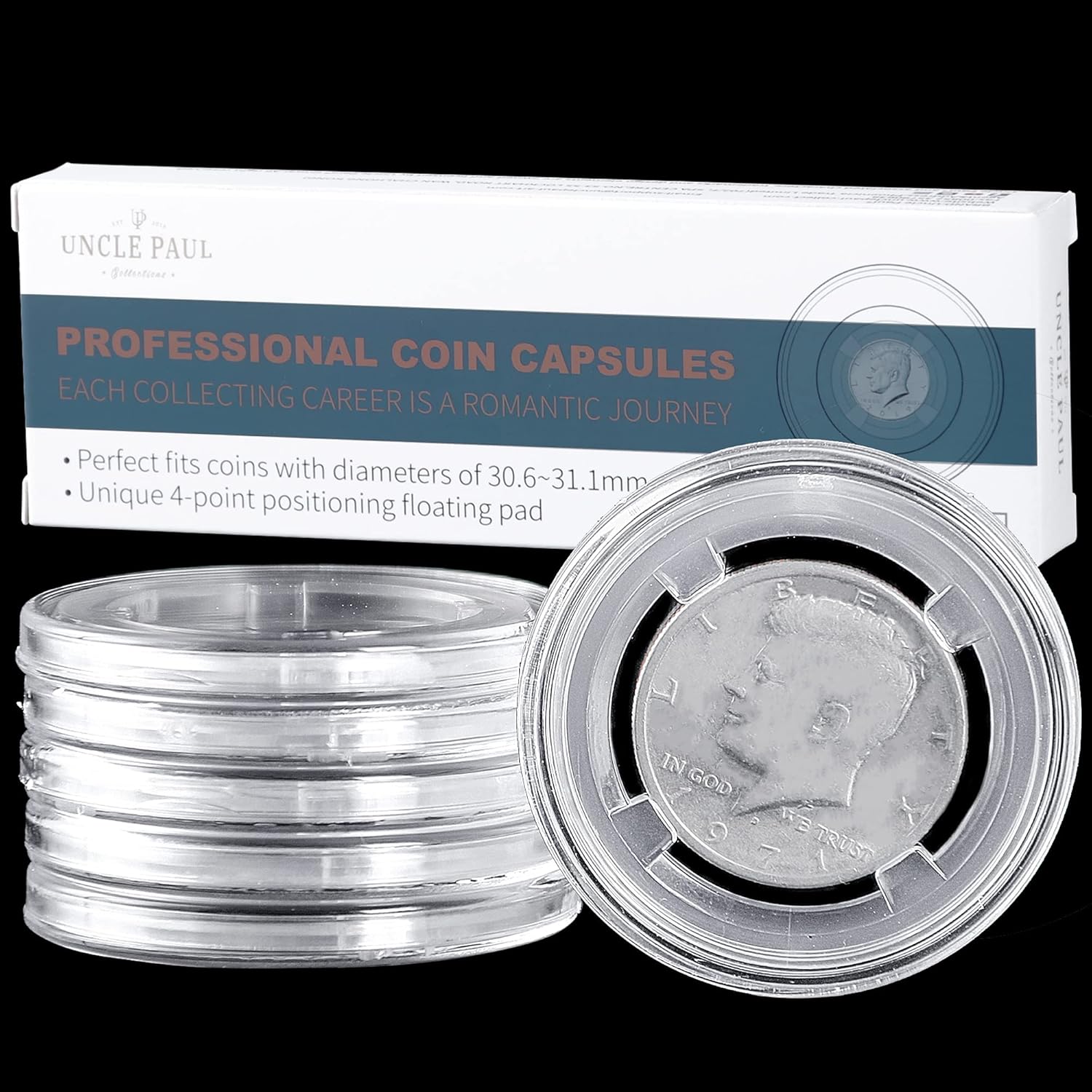 Amazon.com: Uncle Paul Coin Capsules with 4-Pocket Positioning Floating ...