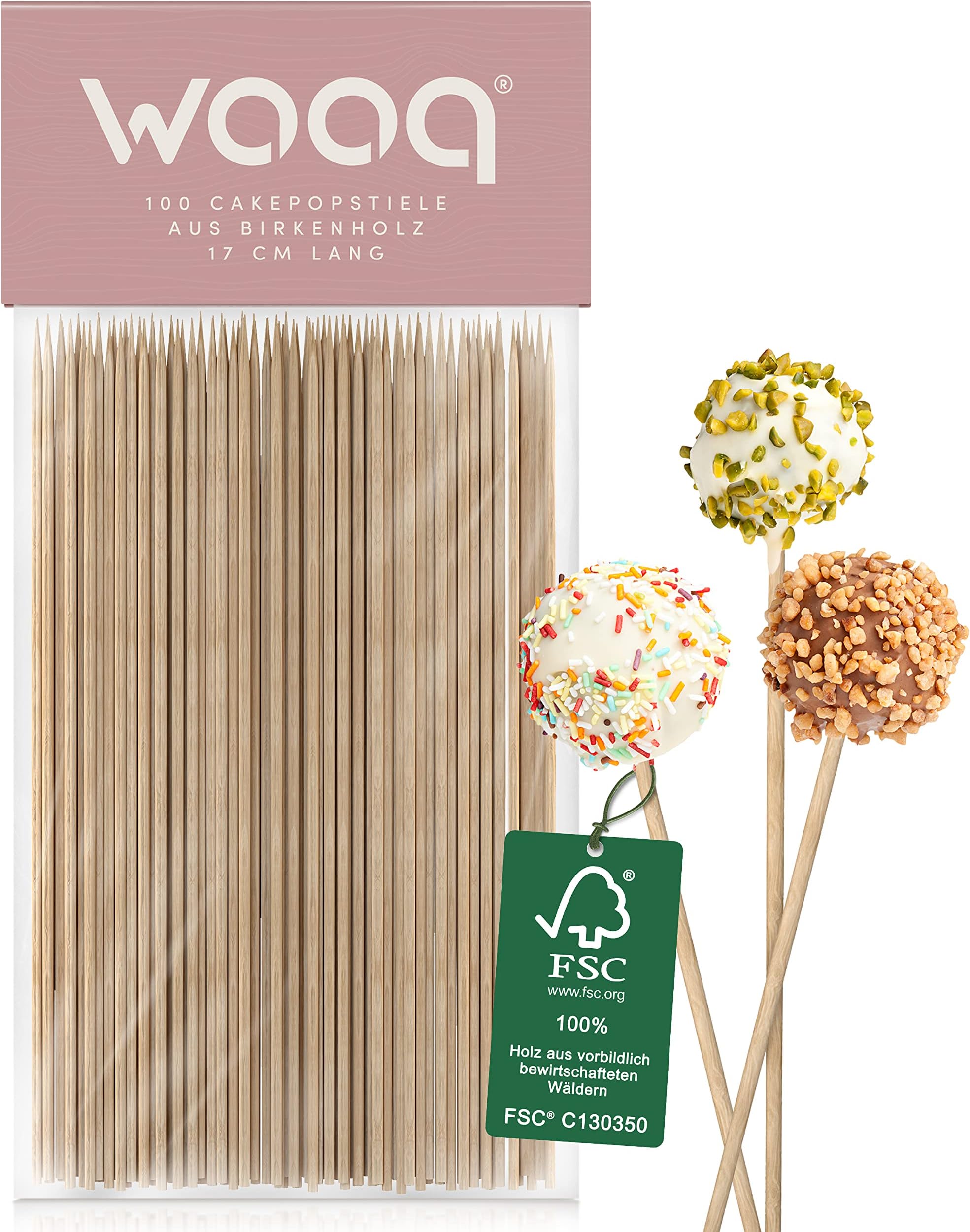 wooq Premium Cake Pop Stiel 100 Stück ideale Größe 17 cm für Cake Pop ...