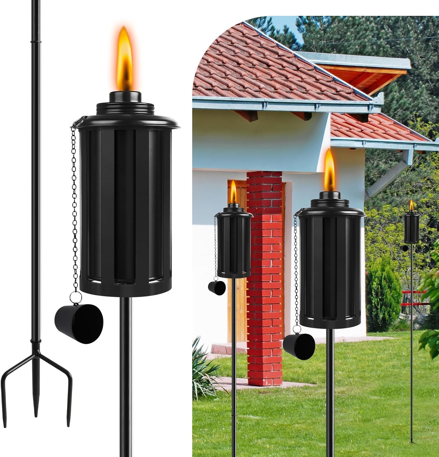 FALBAWR Citronella Torches Set of 4, 16 oz Garden Torches for Outside ...