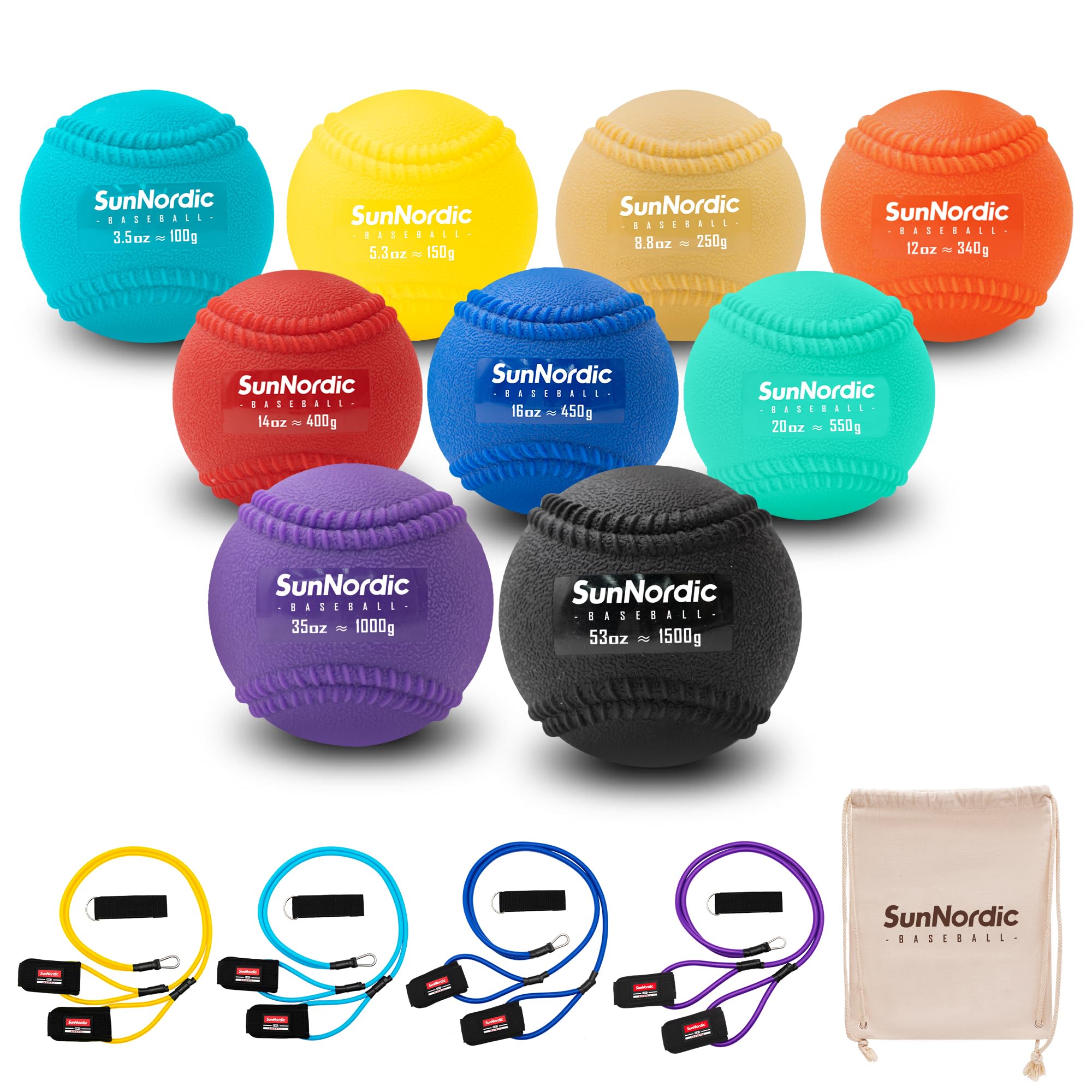Snapklik.com : SunNordic 6/9 Pack Plyometric Weighted Baseball Set