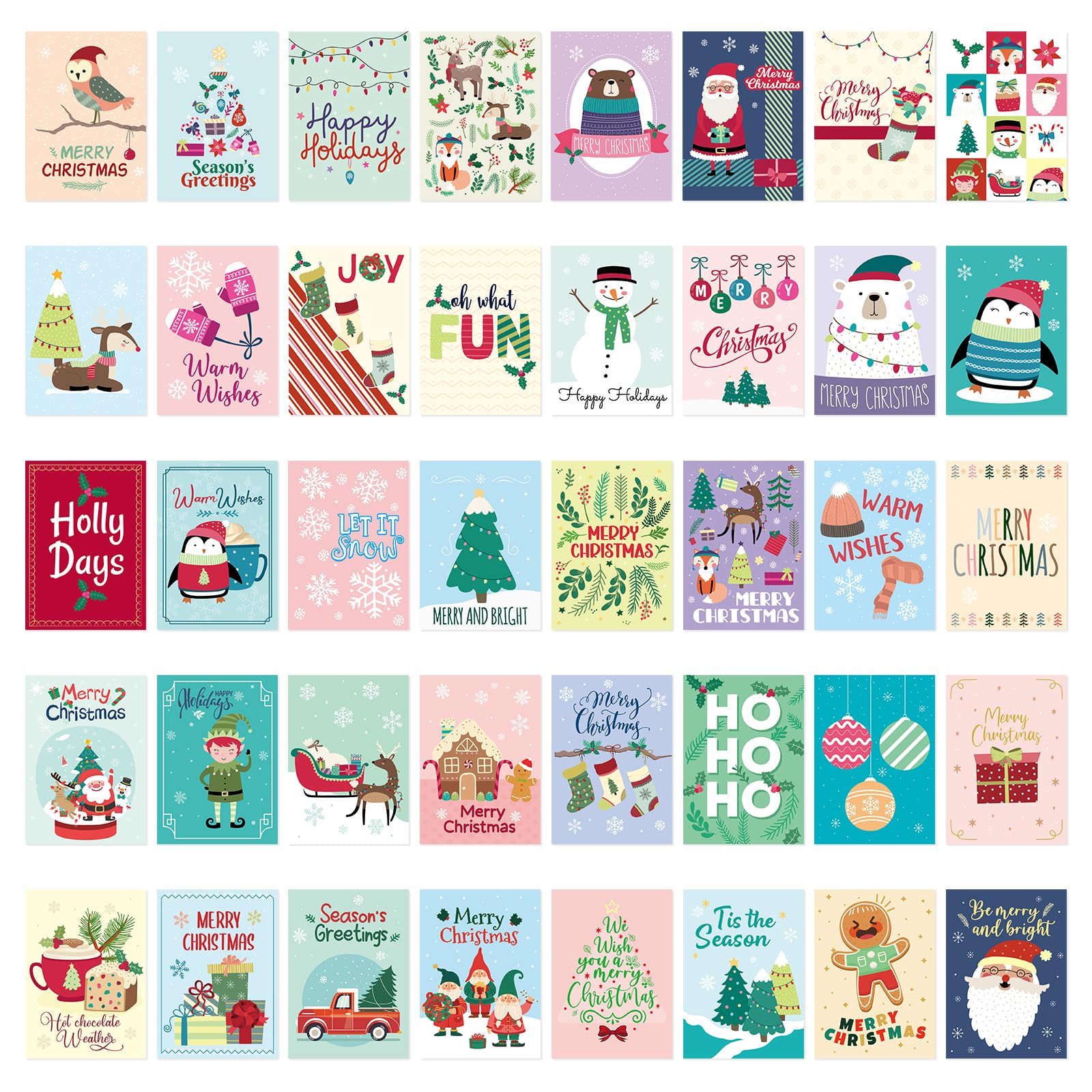 Amazon.com : ceiba tree 40Pcs Mini Christmas Cards Lunch Box Notes for ...