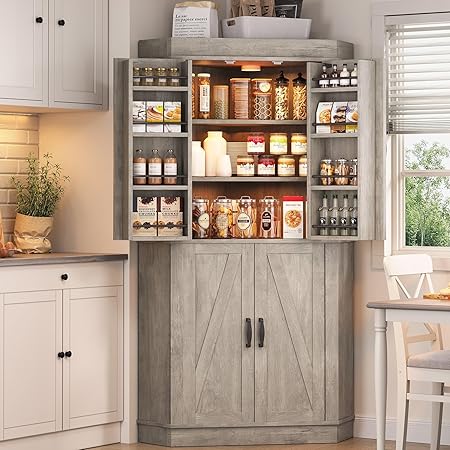 Amazon.com: Corner Cabinet, Kitchen Pantry Cabinet, Storage Cabinet ...