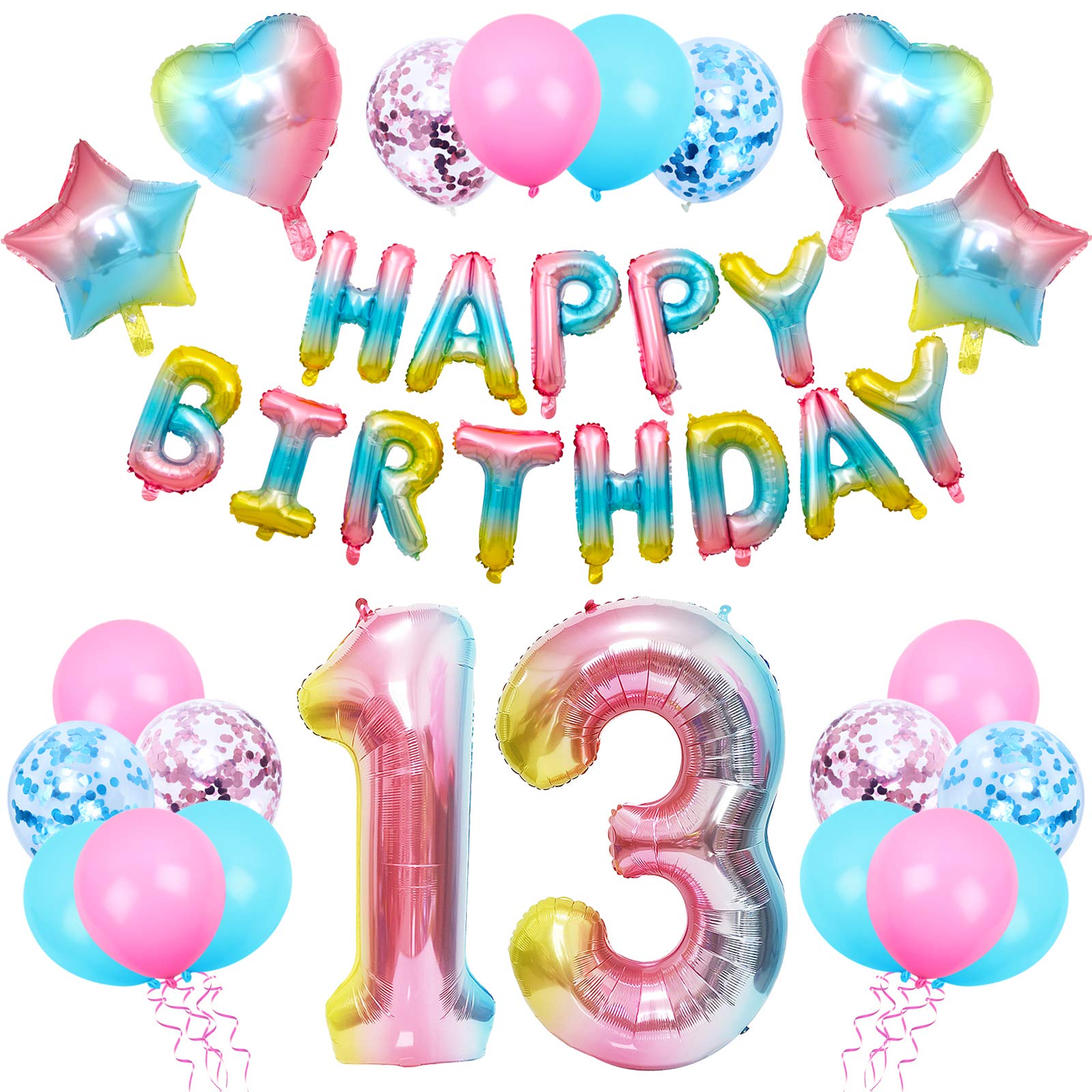 Onehous 13th Birthday Party Decoration Number 13 Birthday Balloons ...