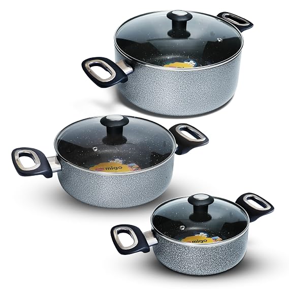 Buy Impex Cook and Serve Casserole Set 6 Pcs Nonstick Granite Cookware ...