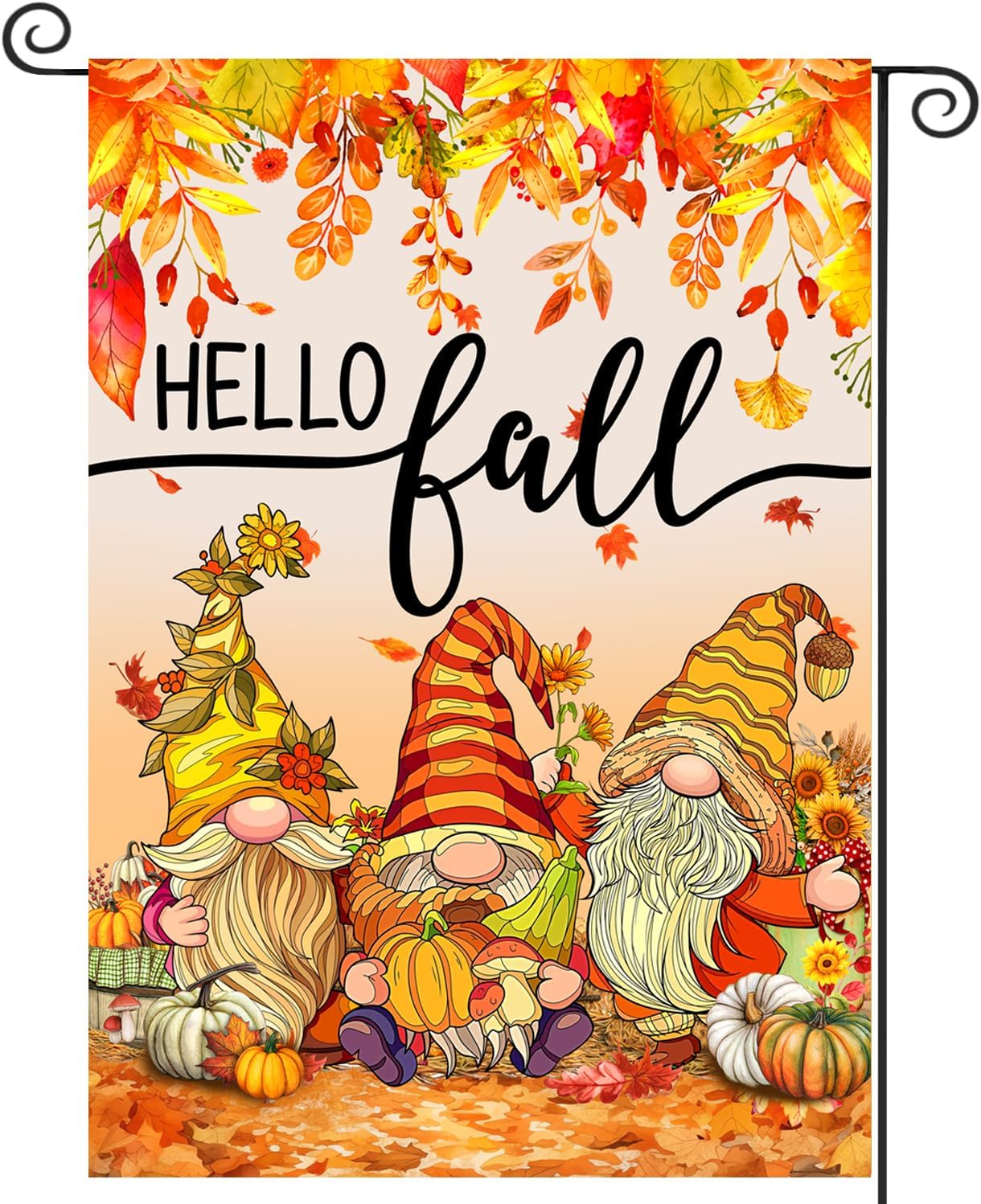 Amazon.com : HAONEFECT Hello Fall Flag, Gnomes Pumpkin Autumn ...