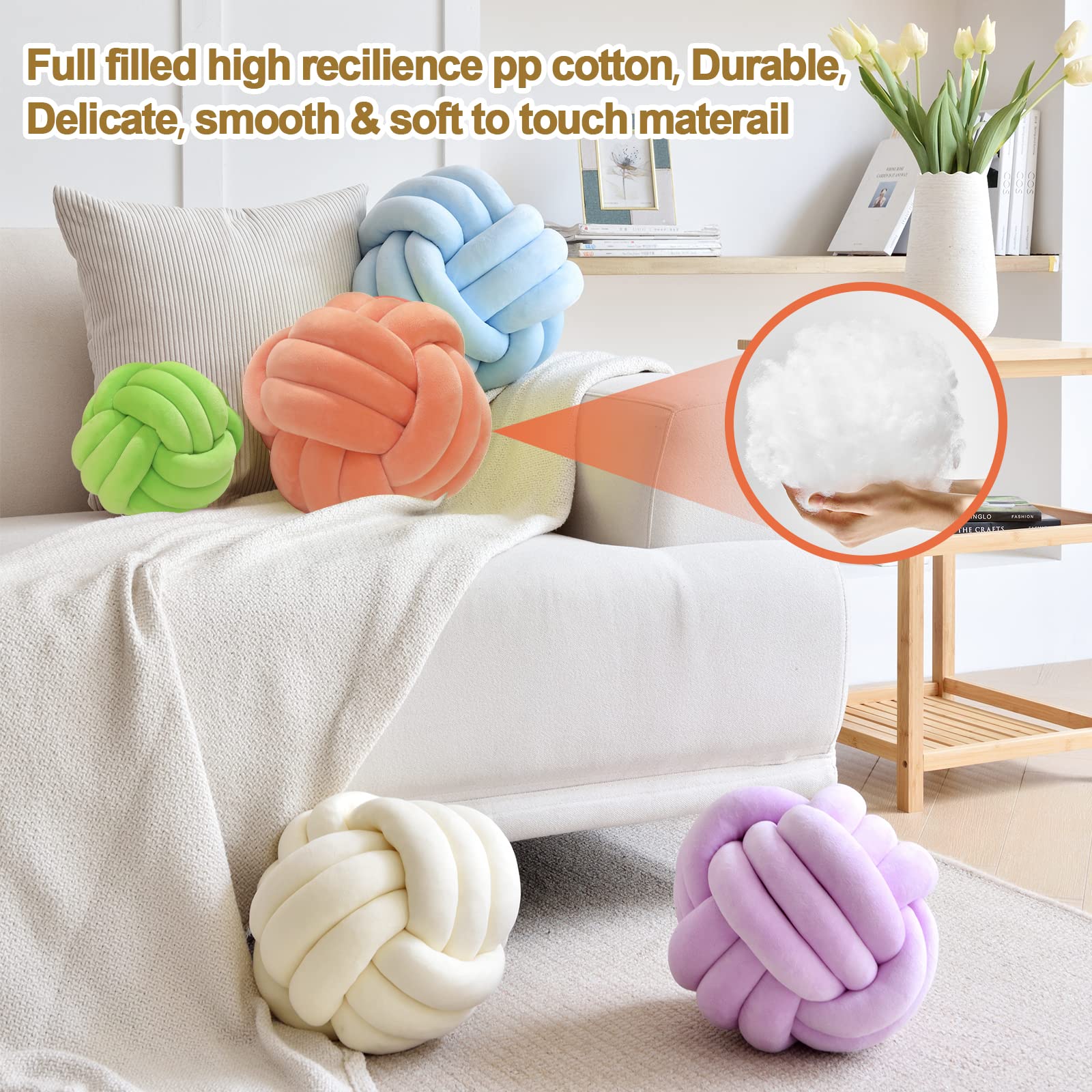 Know Pillow Balls, Round Ball Pillows Decorative Throw Pillows, Soft ...