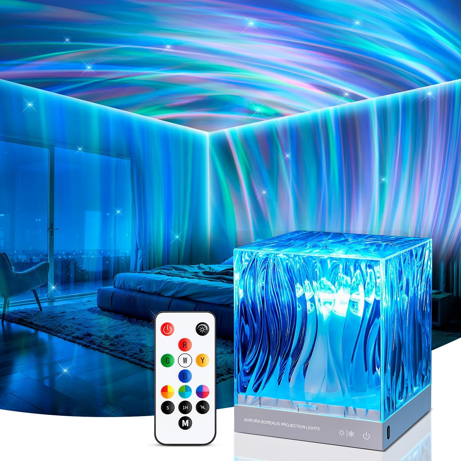 Mubarek Crystal Light Projector for Bedroom, 216 Modes Mood Lighting ...