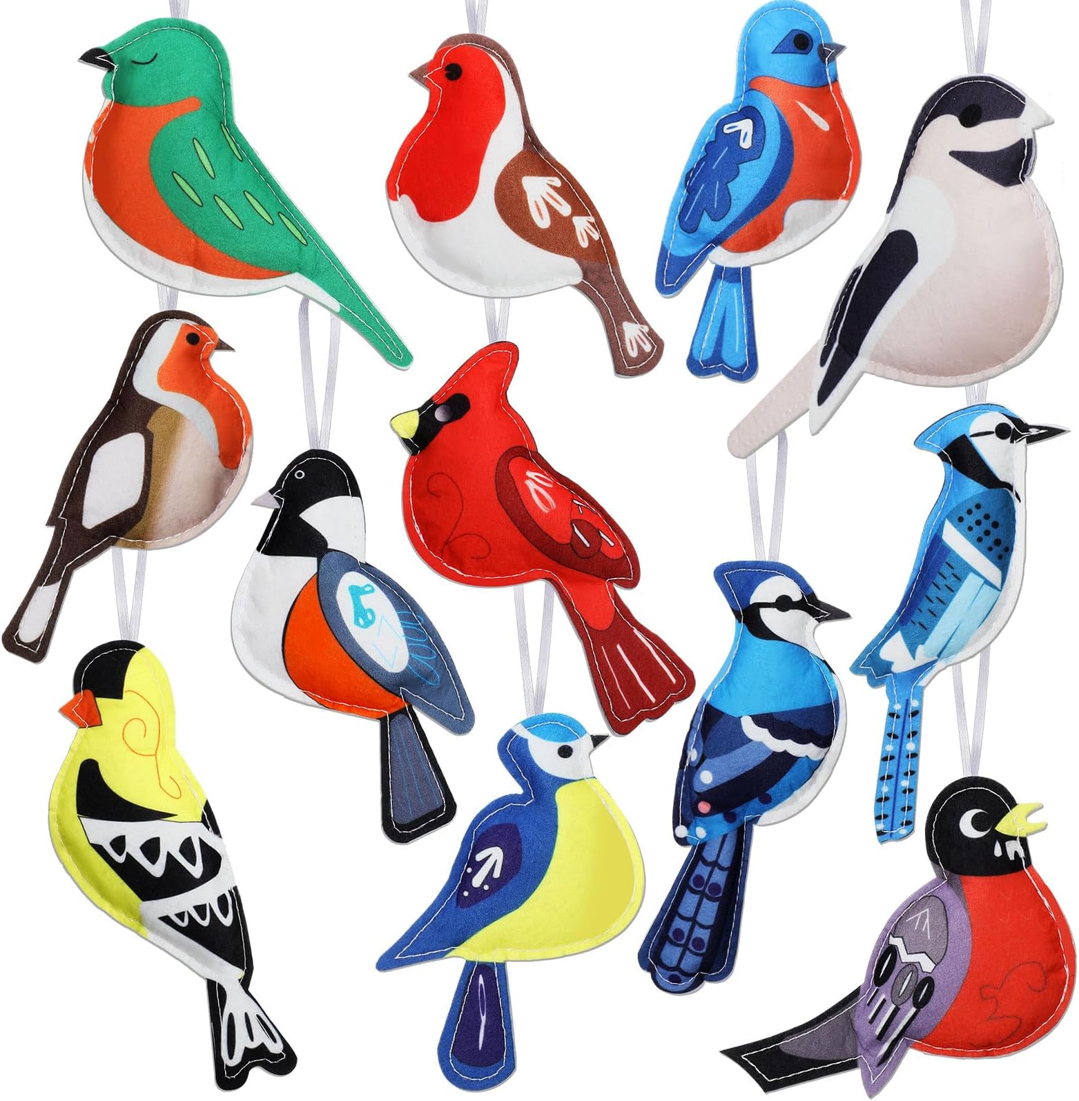 Amazon.com: 4PCS Felt Bird Hanging Ornaments - Artificial Birds Fake ...
