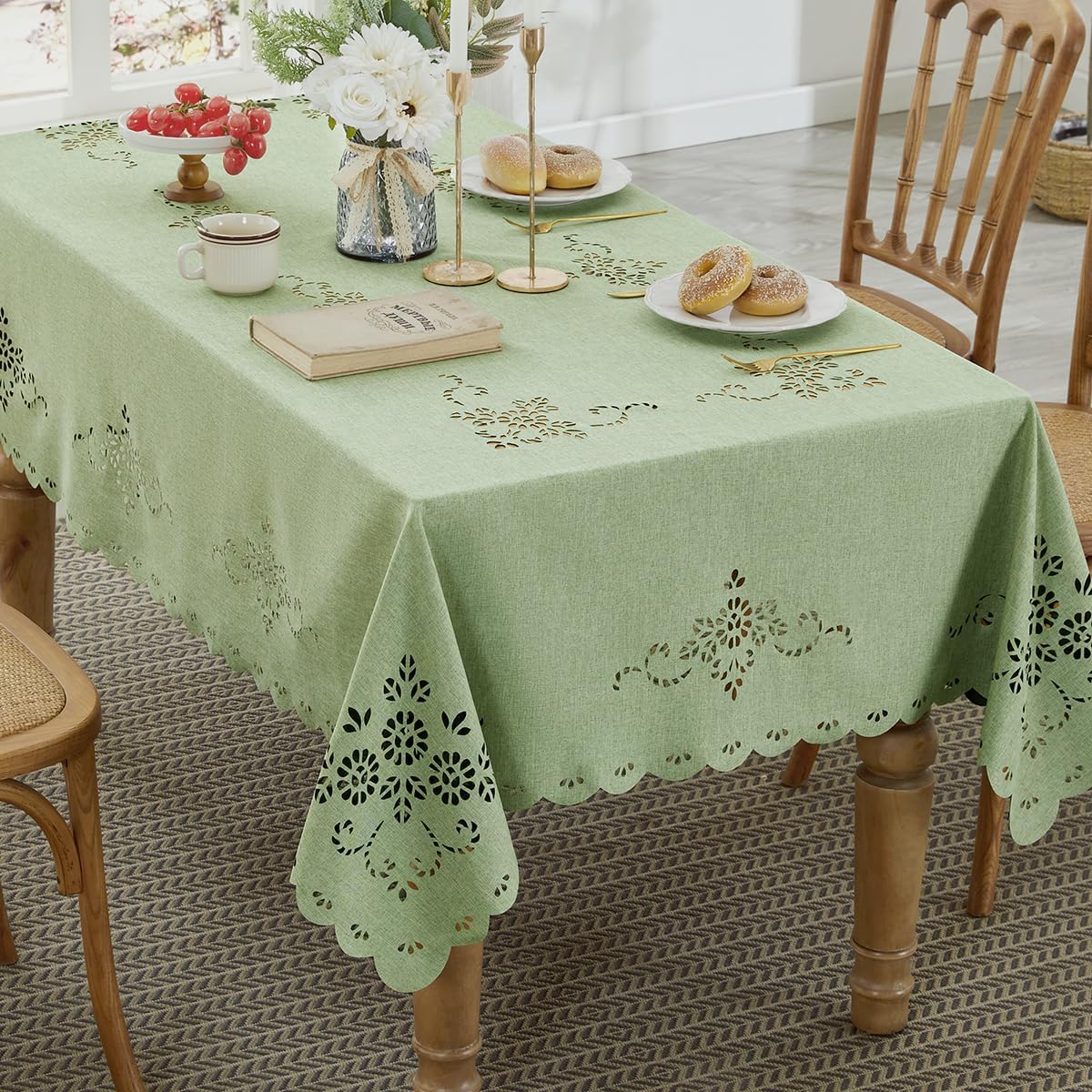 Amazon.com: Wracra Macrame Waterproof Table Cloth, Farmhouse Linen ...