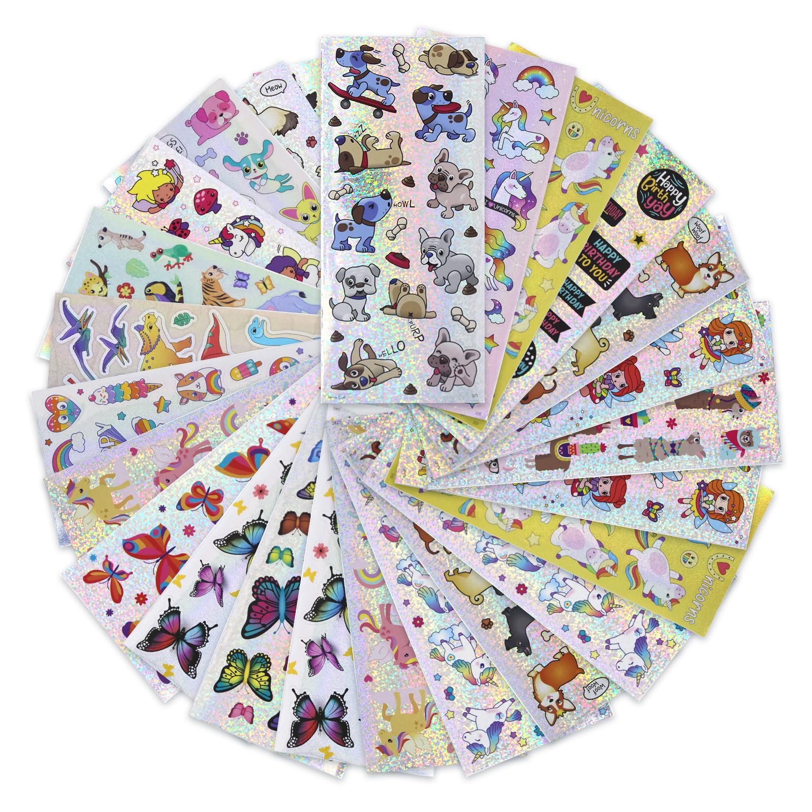 Amazon.com: VKPI 500 Pieces Kids Stickers, Laser, 22 Sheets Holographic ...